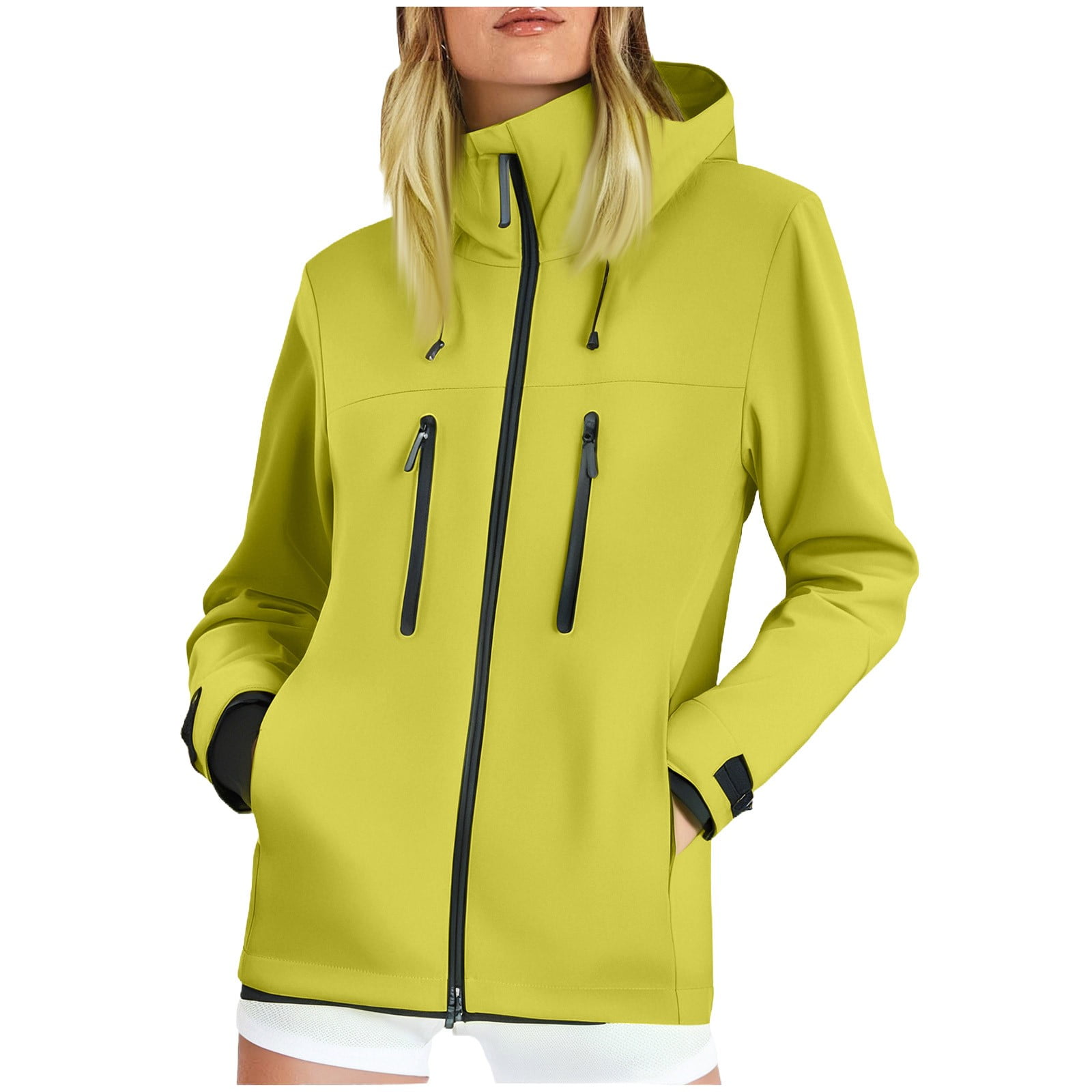 Qwertyu Rain Jacket for Women Loose Fit Waterproof Lightweight Lined ...