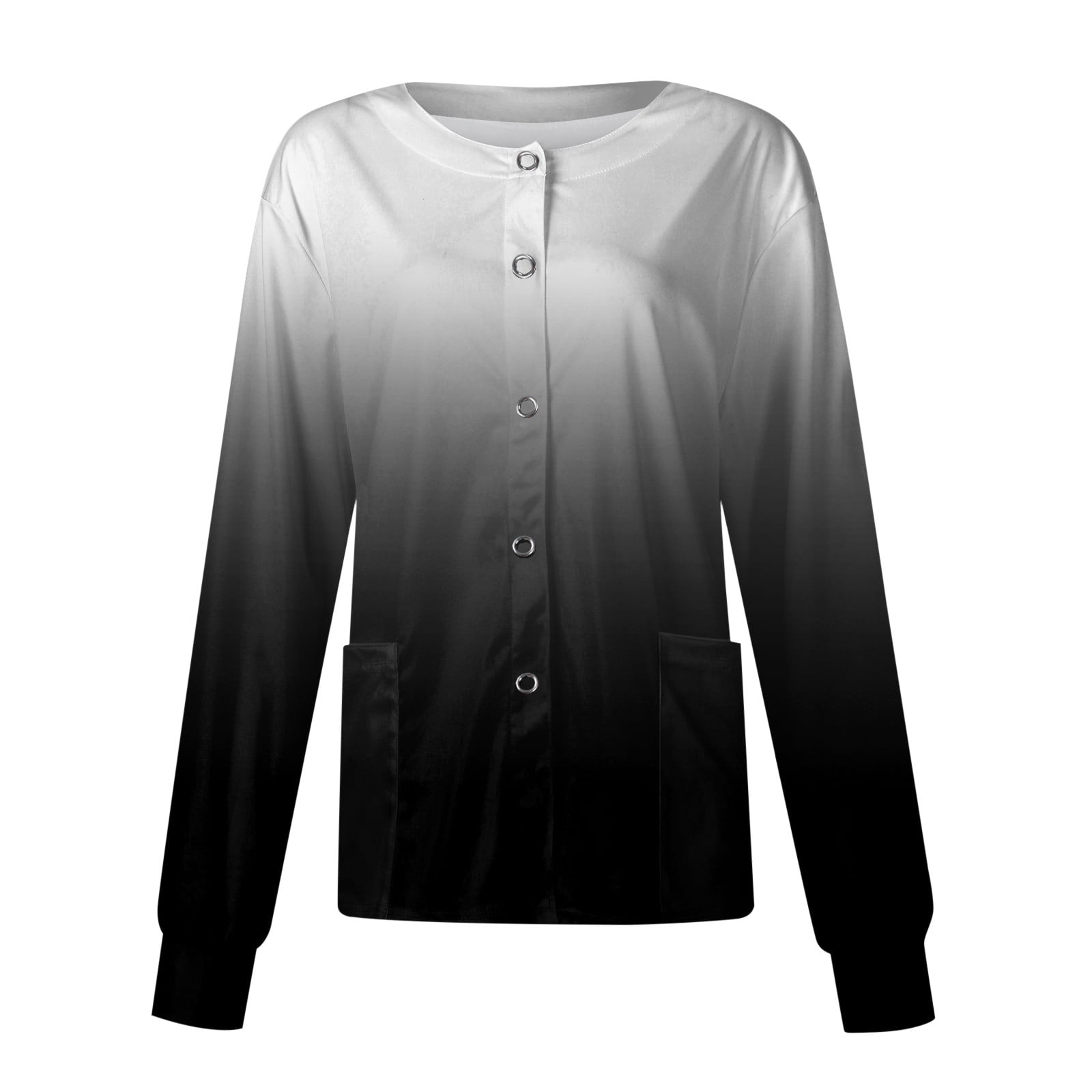 Qwertyu Snap Front Scrub Jackets for Women, Workwear Professionals Soft ...