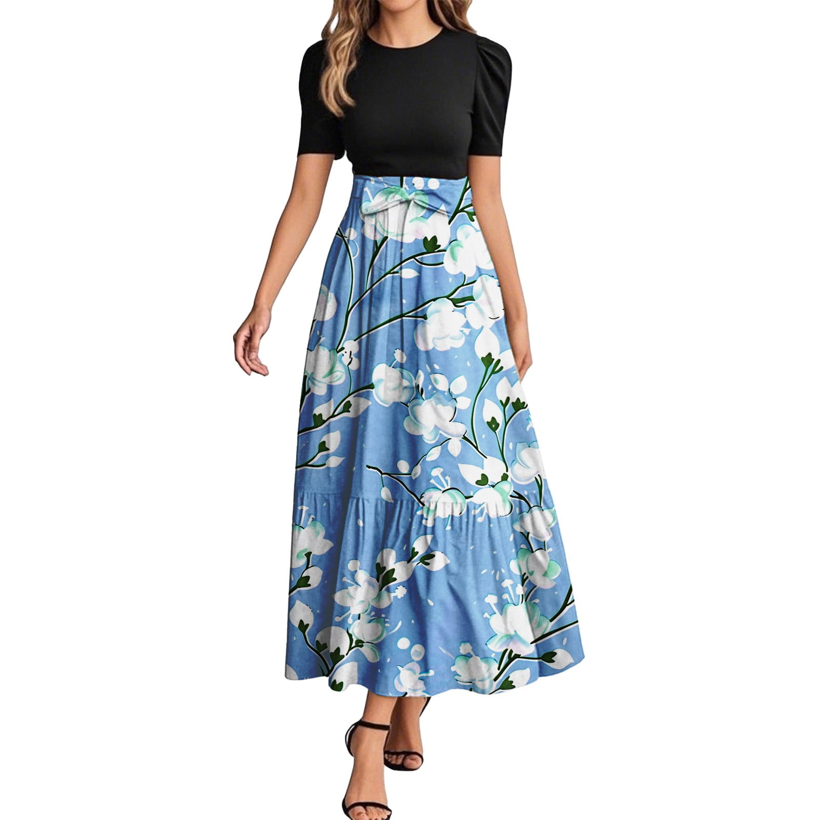 Qwertyu Spring Dresses for Women 2025 Elegant Floral Maxi Dress with ...