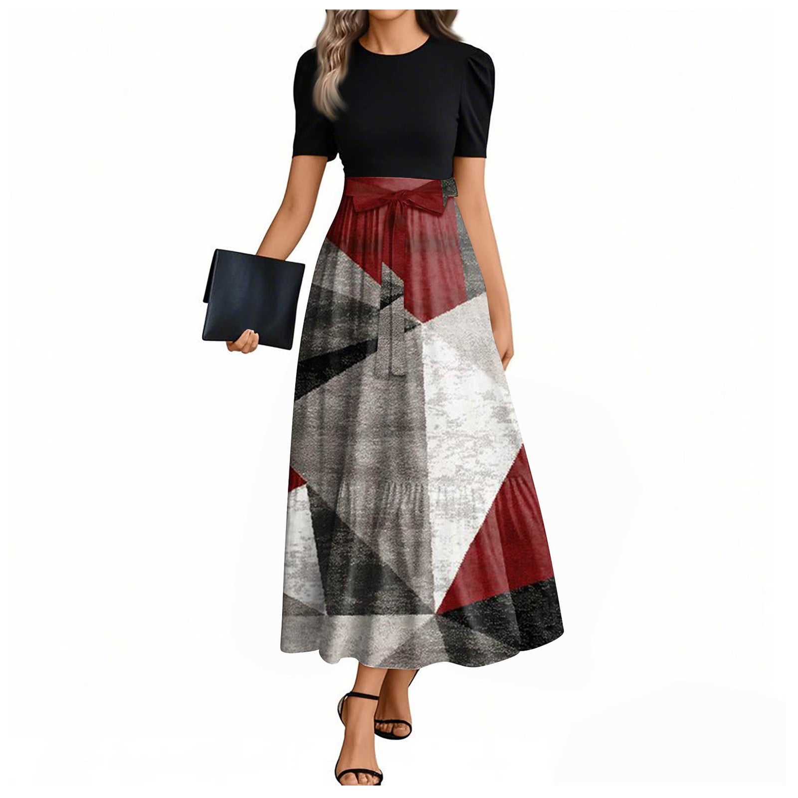 Qwertyu Summer Dresses for Women 2025 Casual Short Sleeve Maxi Dresses ...