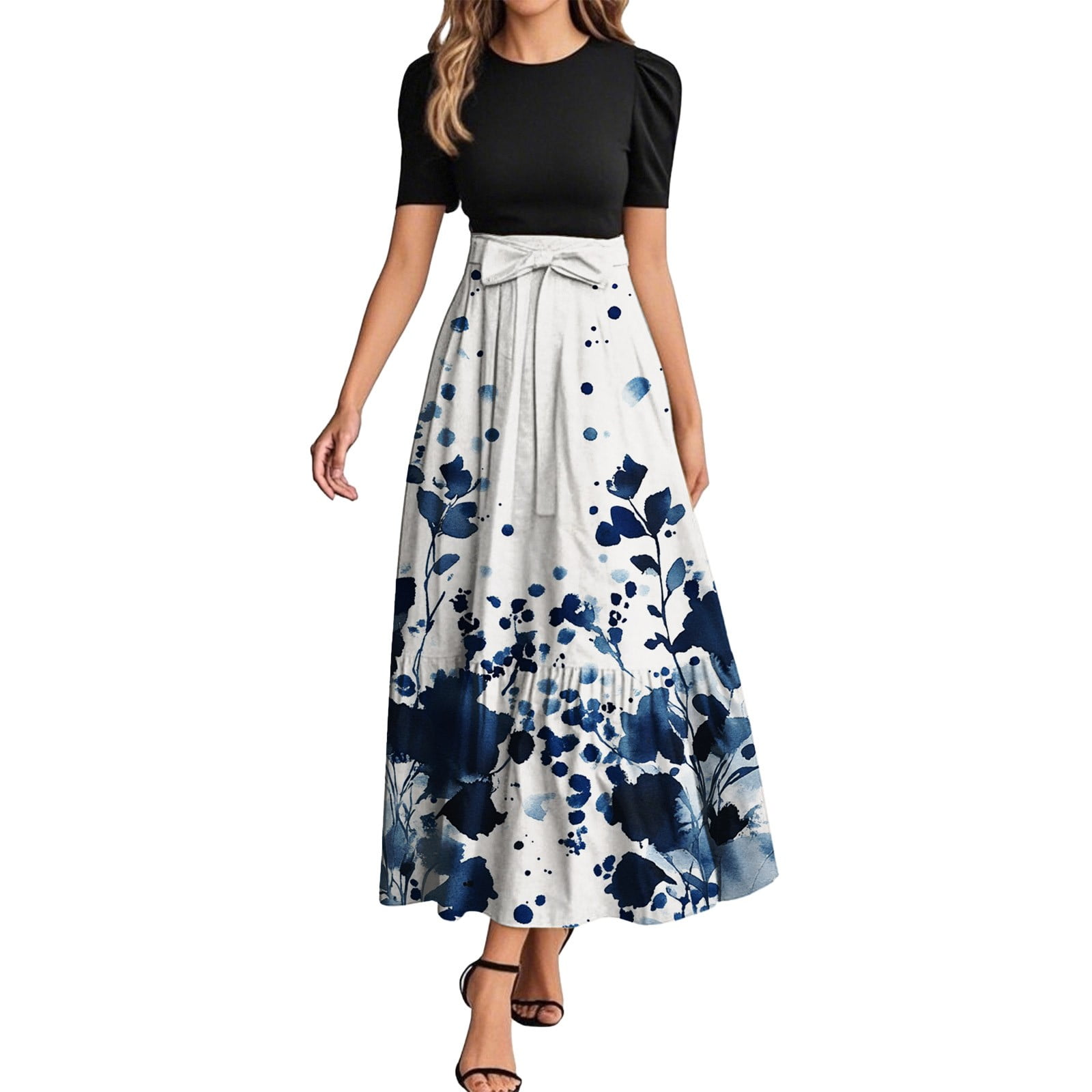 Qwertyu Summer Dresses for Women 2025 Elegant Floral Maxi Dress with ...