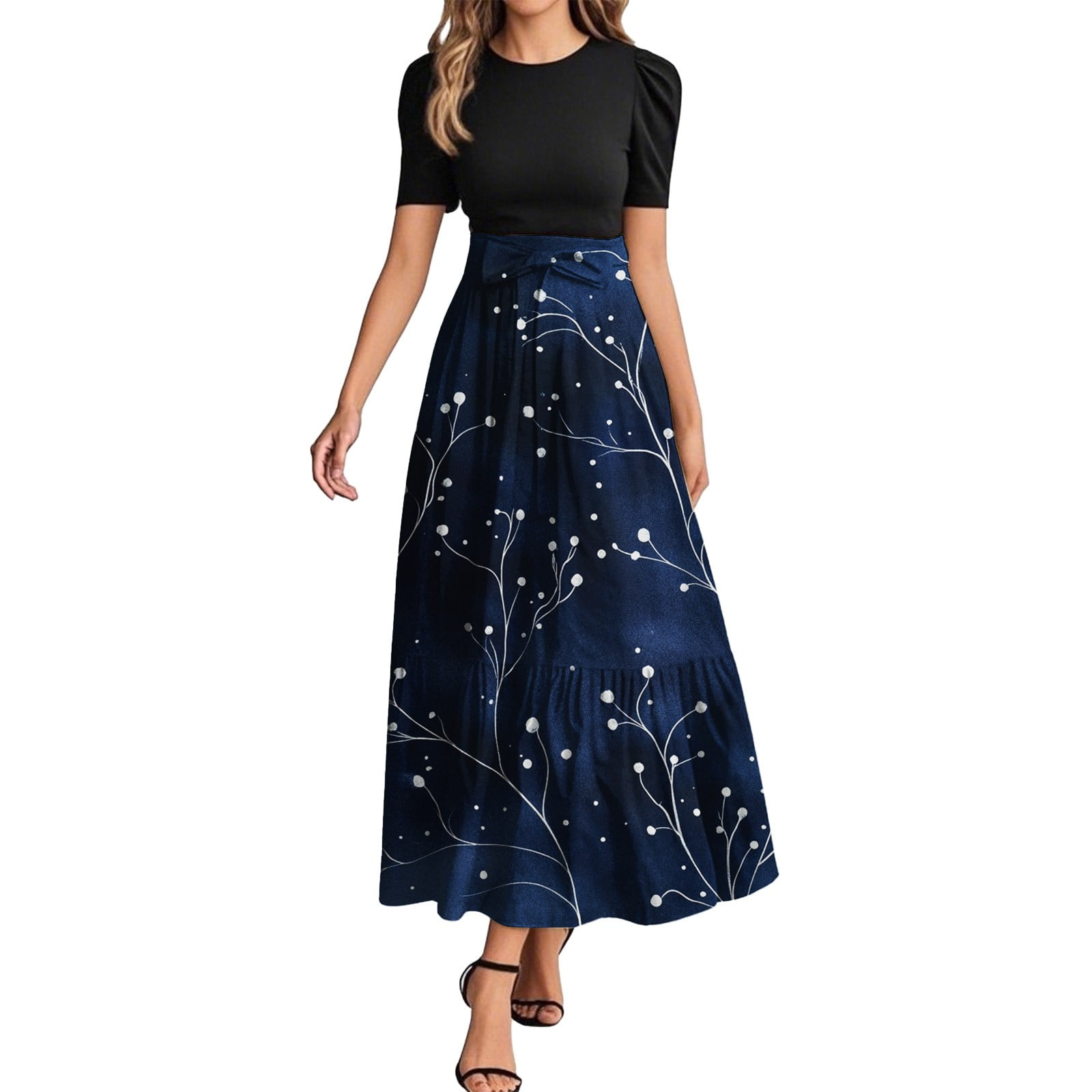 Qwertyu Summer Dresses for Women 2025 Elegant Floral Maxi Dress with ...