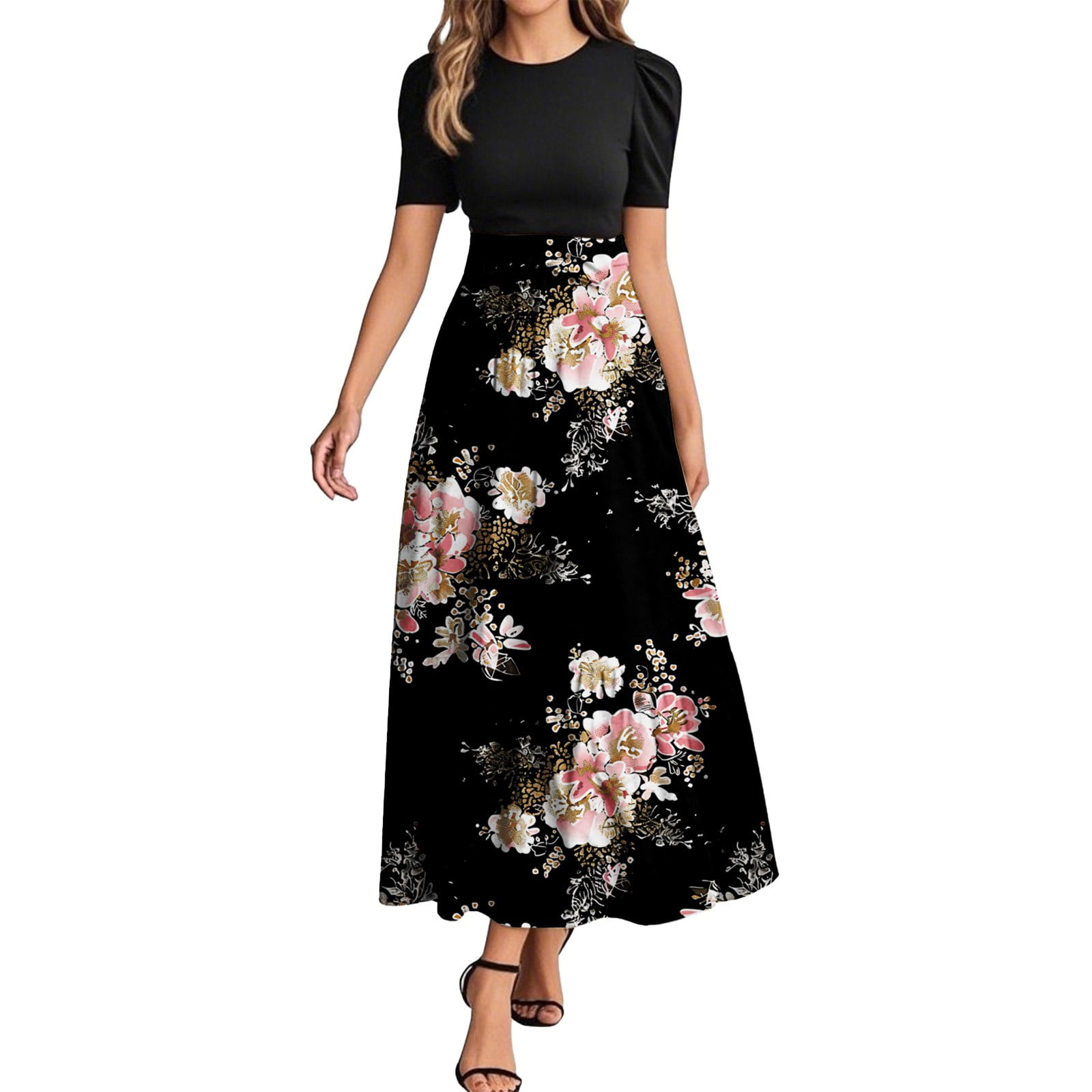 Qwertyu Summer Dresses for Women 2025 Elegant Floral Maxi Dress with ...