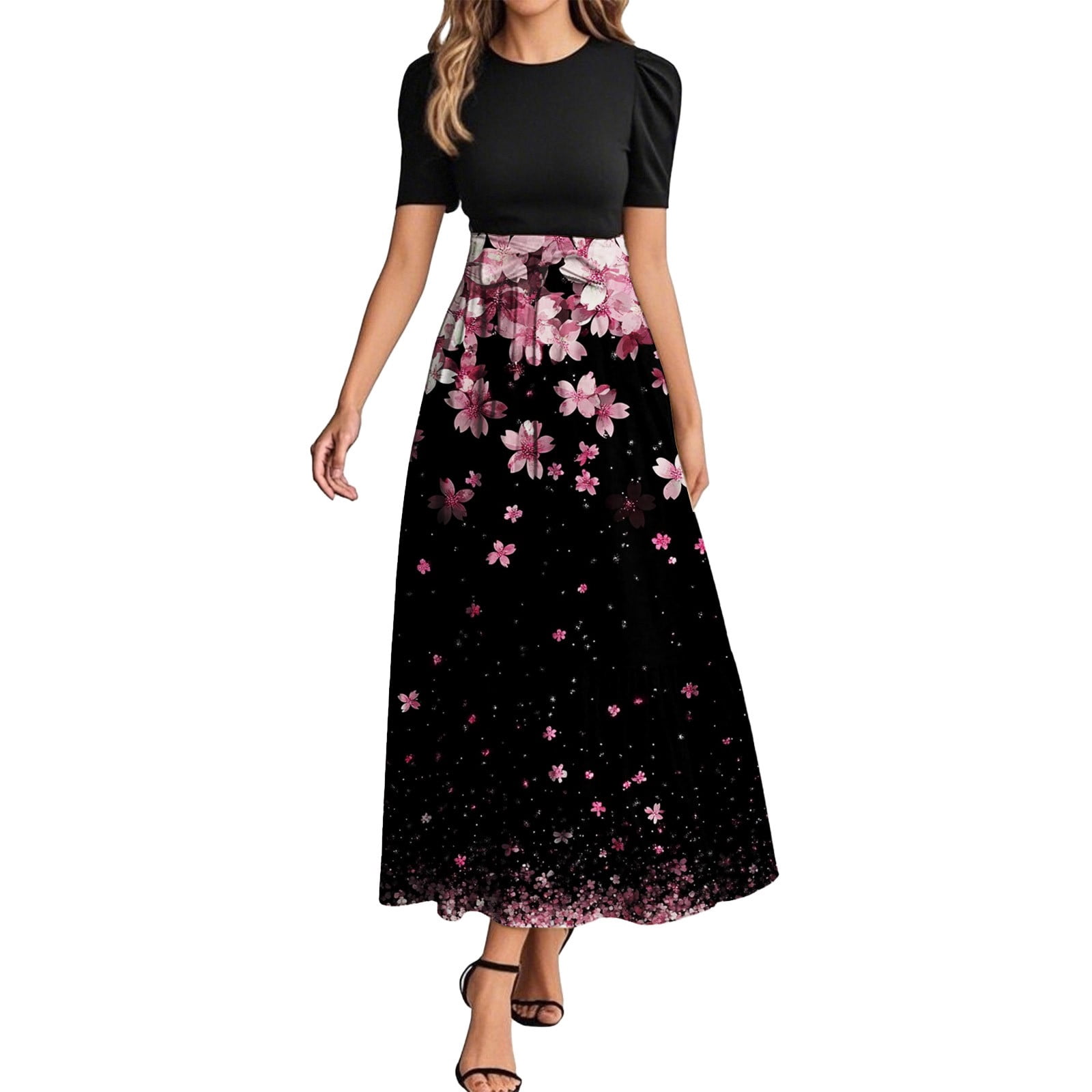 Qwertyu Summer Dresses for Women 2025 Elegant Floral Maxi Dress with ...
