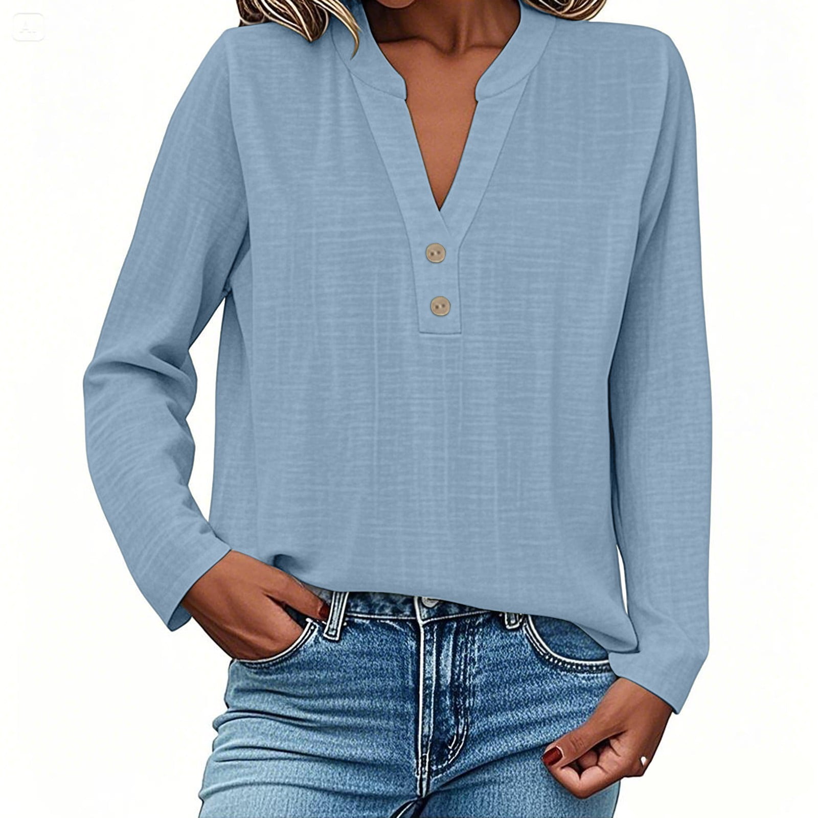 Qwertyu Summer Tops for Women 2025 Trendy Long Sleeve Cotton Linen ...