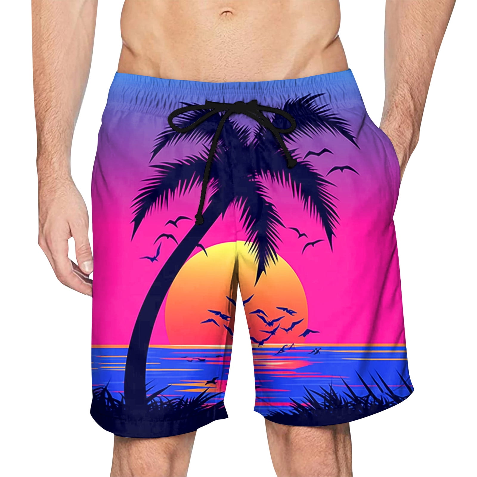 Qwertyu Swim Trunks For Men Mens Tropical Printed Board Shorts