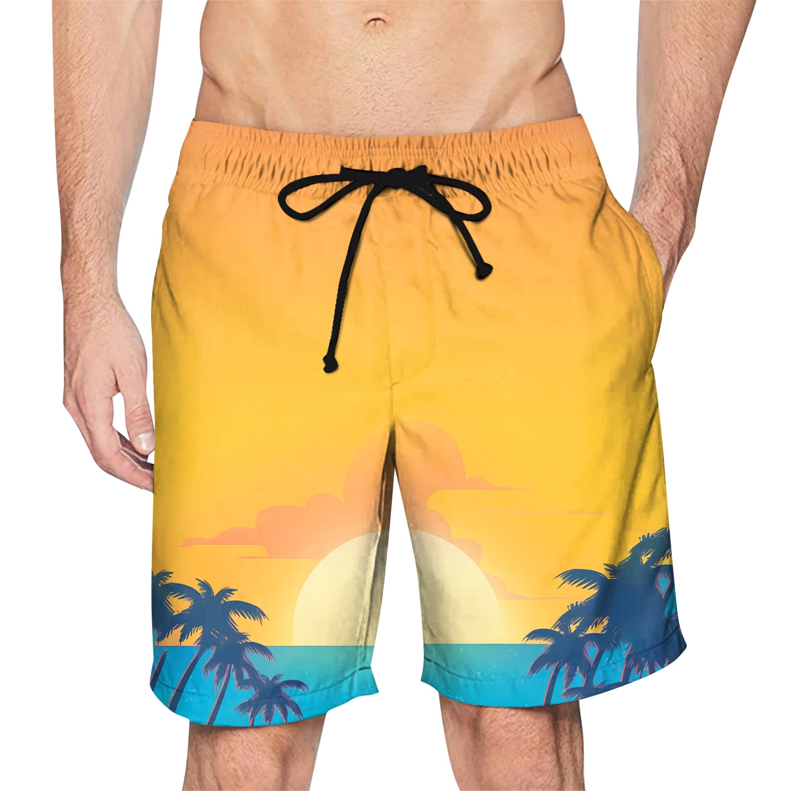 Qwertyu Swim Trunks For Men Mens Tropical Printed Board Shorts