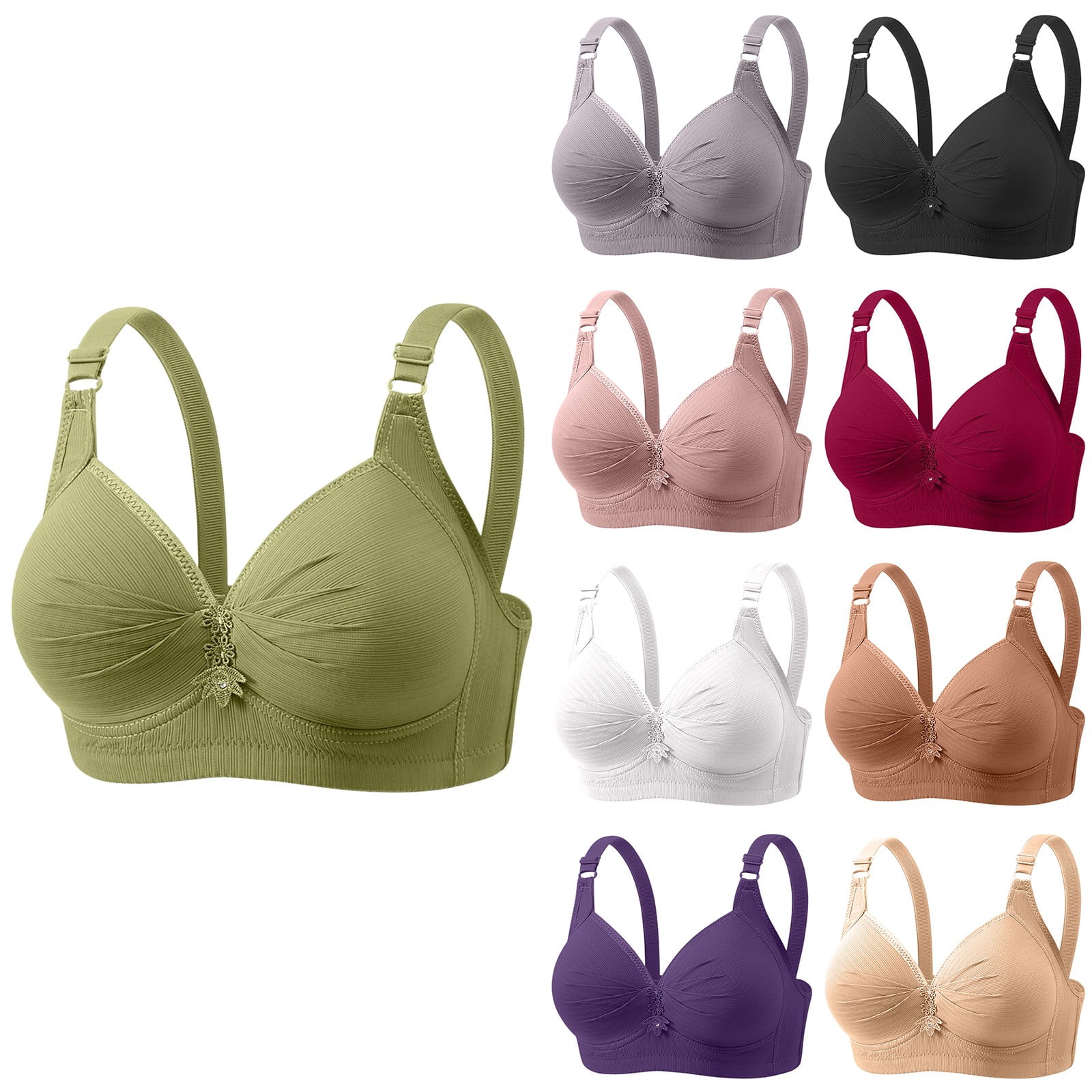 Qwertyu Wireless Bras for Women No Underwire Push Up Full Support ...