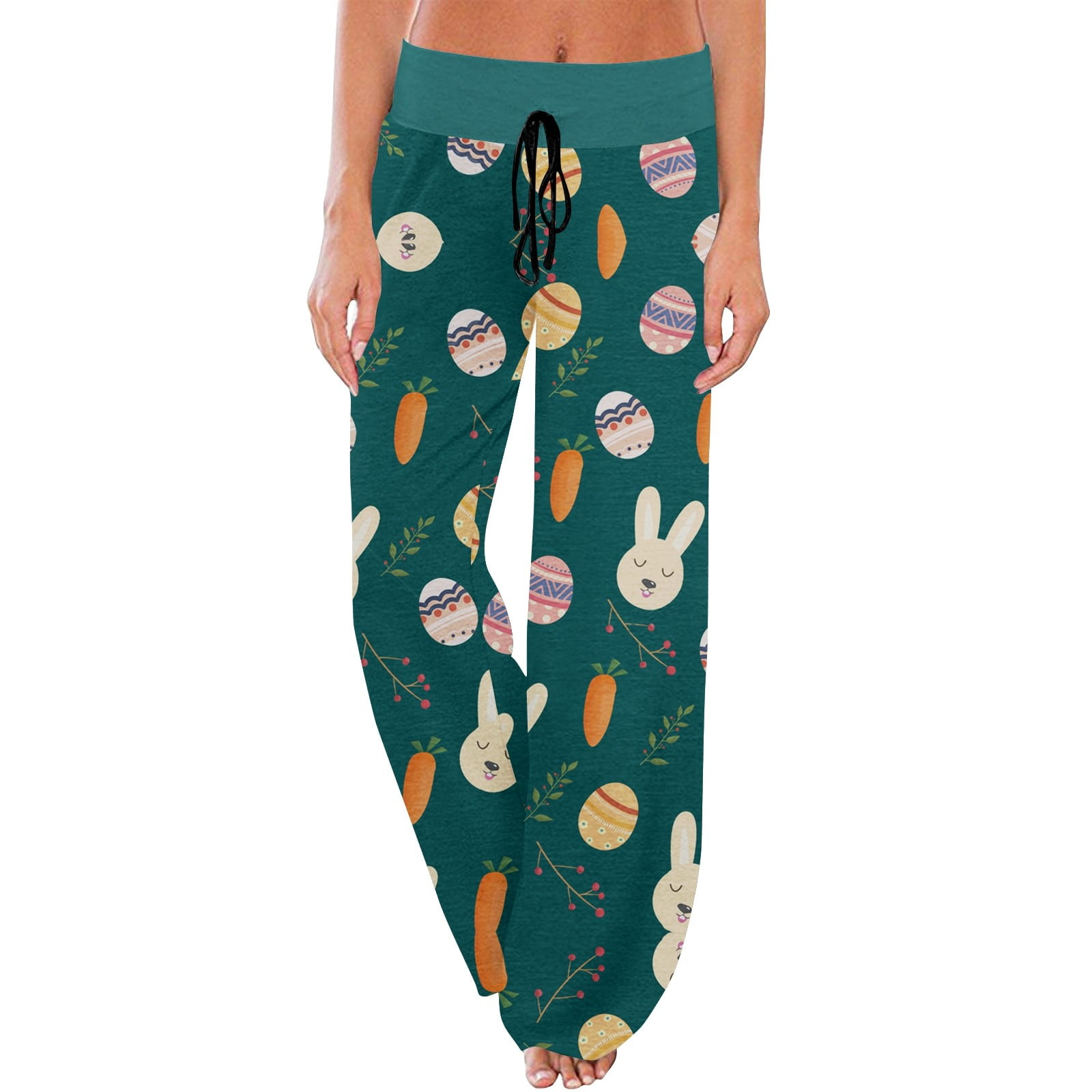 Qwertyu Women Pajama Pants Easter Rabbit Bunny Easter Eggs Pajama Pants ...
