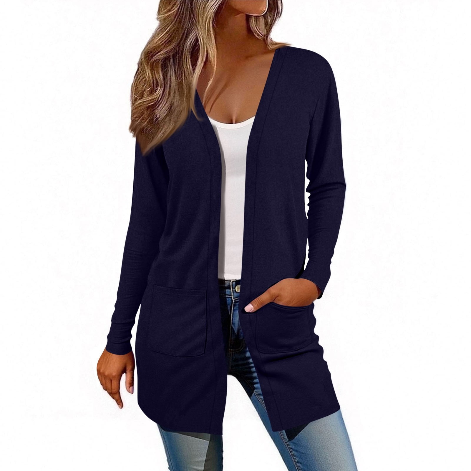 Qwertyu Womens Lightweight Cardigan Sweaters with Pockets Long Sleeve ...