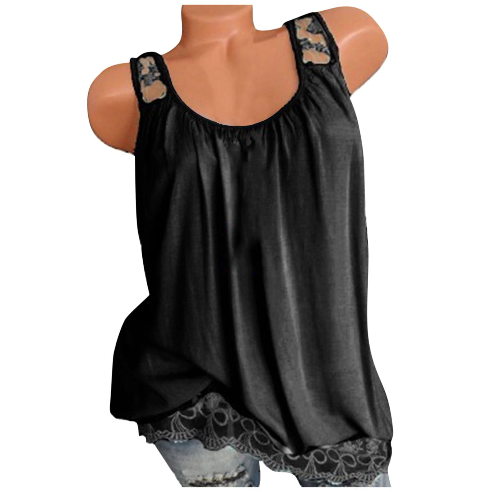 Qwertyu Womens Summer Tank Tops Plus Size Loose Fit Tops for Women ...