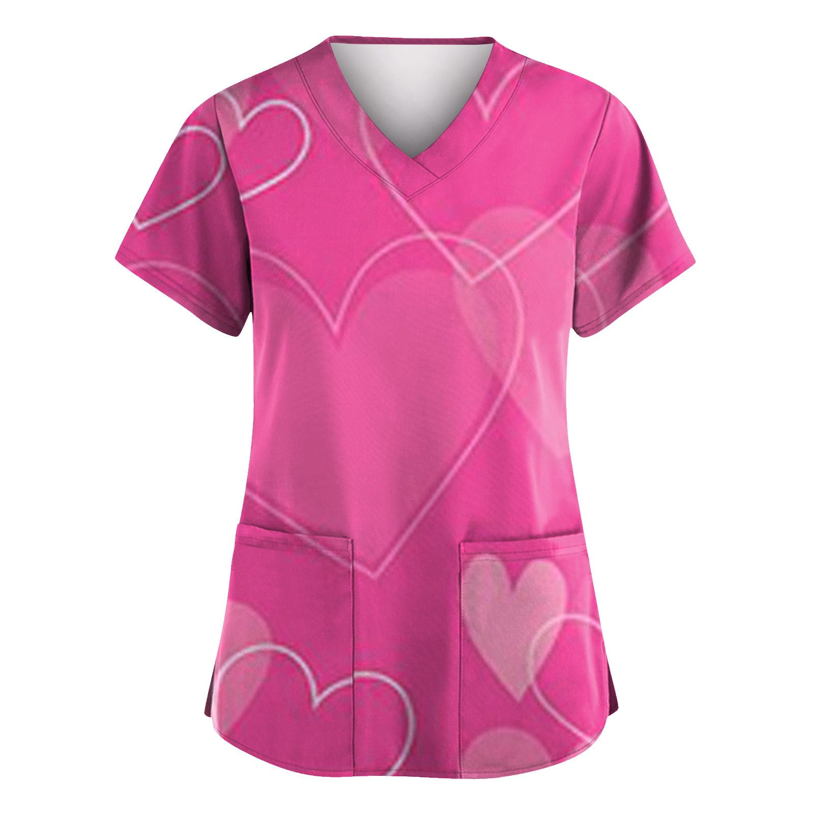 Qwertyu Womens Valentine Scrub Shirts V Neck Short Sleeve Trendy Scrubs ...