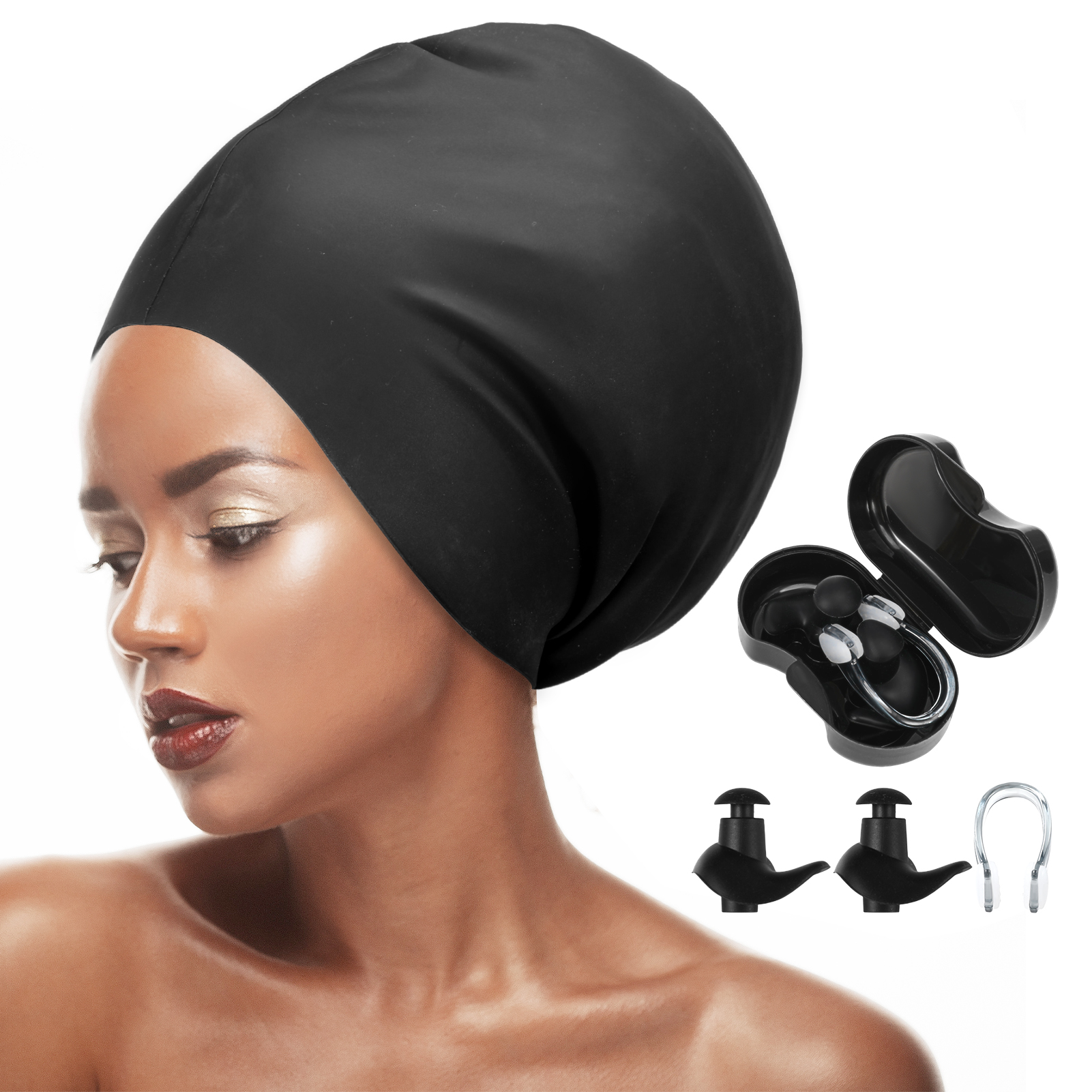 Beemo Swim Bathing Caps for Women & Girls - Retro Style Latex Bubble ...