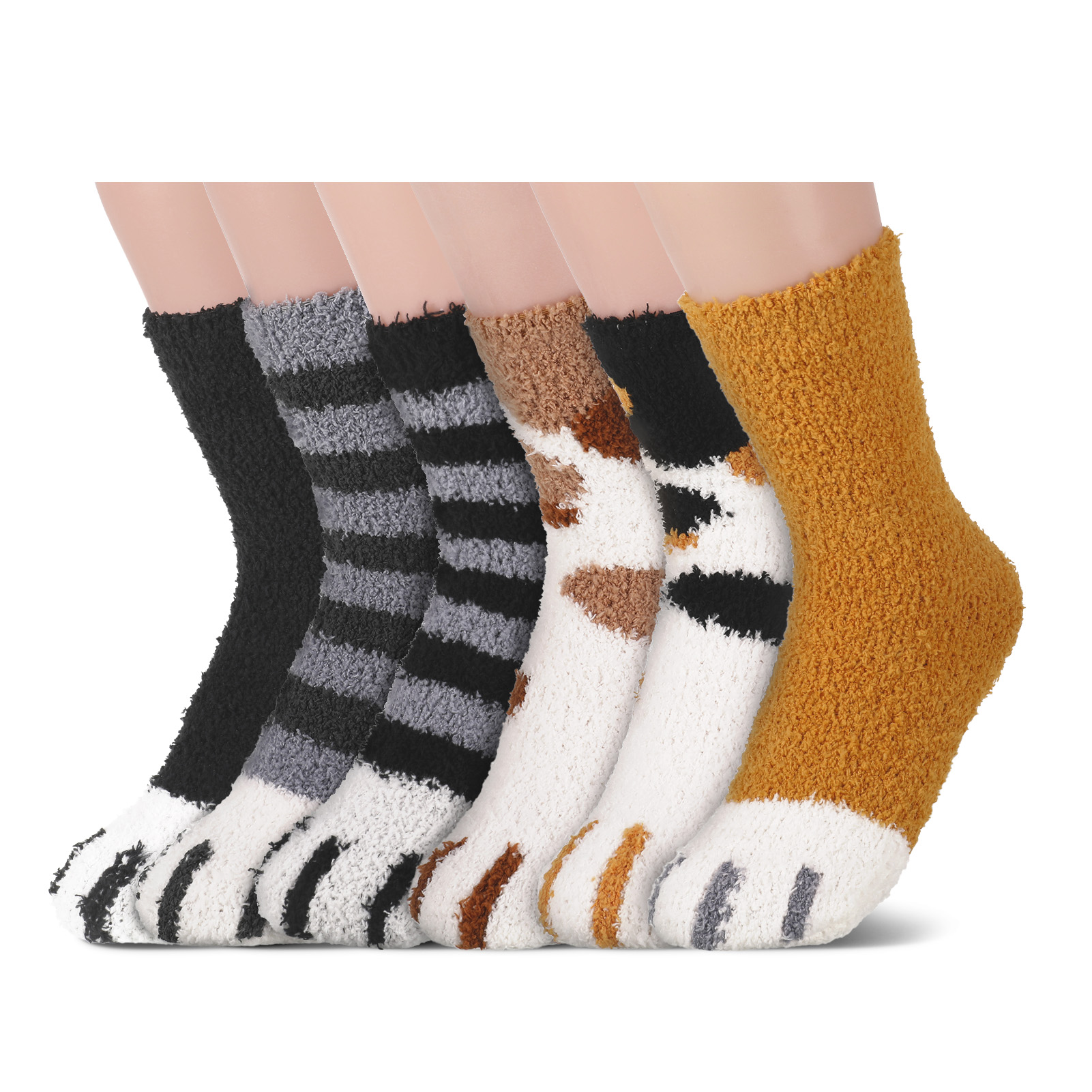 Ayieyill Fuzzy Socks for Women, 6 Pairs Plush Slipper Socks Women, Warm ...