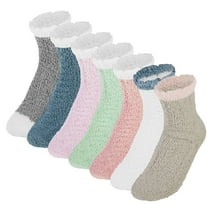 Women's Fuzzy Comfy Warm Winter Super Soft Anti-Slip Ankle Socks, Value ...