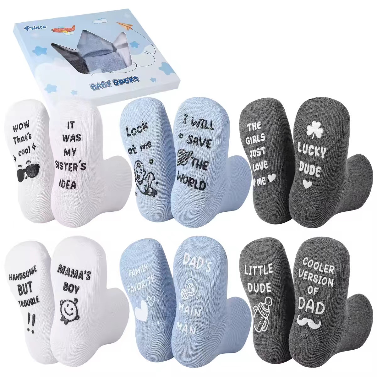 Luvable Friends Baby Boy Newborn and Baby Socks Set, Blue Gray, 0-6 ...