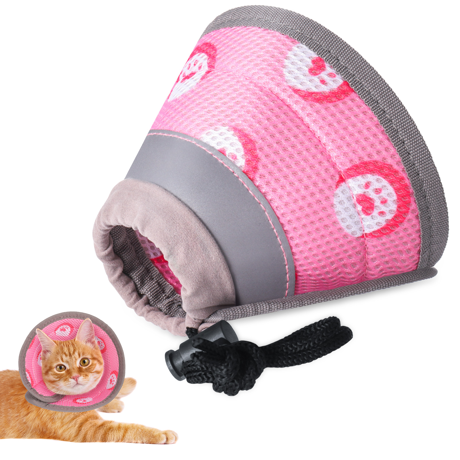 FurryElves Floral Print Detachable Cat Collar Set, Cotton Blend, Cute ...