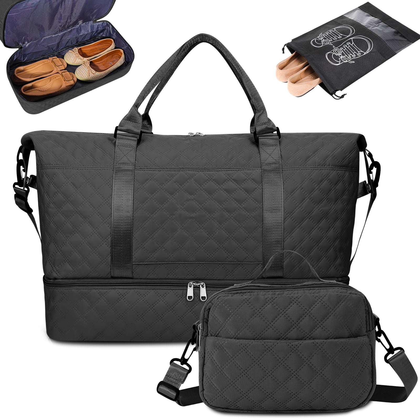 Qweryboo Large Weekender Women's Duffle Bag with Toiletry, Shoe ...