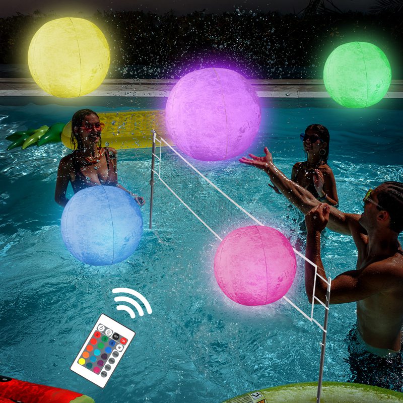 Pool Toy 16"× 2PCS Light Up Beach Ball Toy, Glow in Dark Pool Games ...