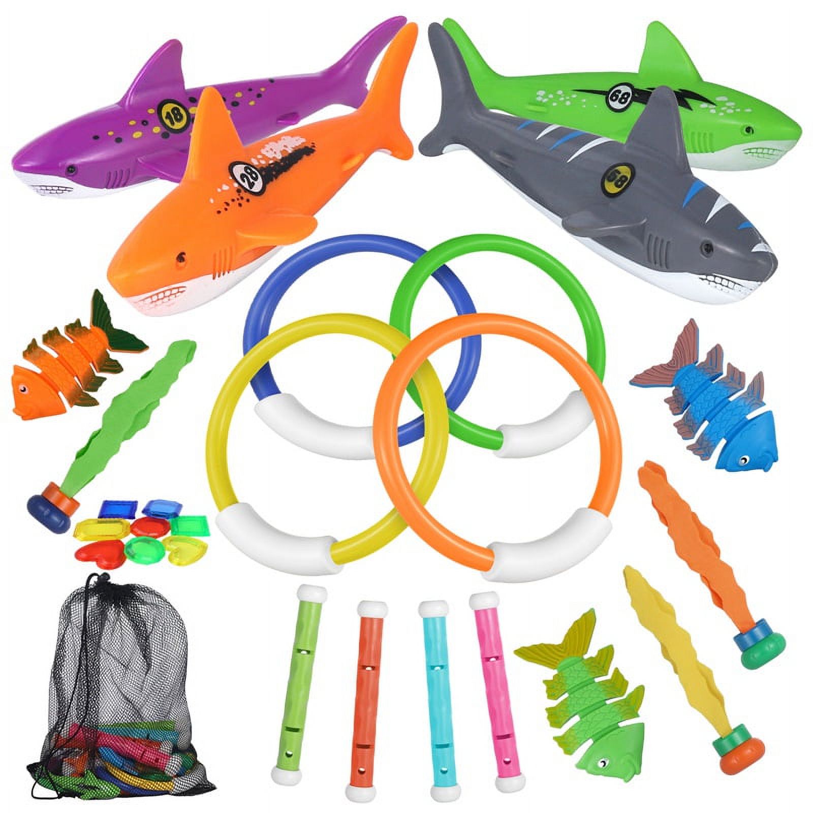Prextex 24 Piece Diving Toy Set Summer Fun Underwater Sinking Swimming ...