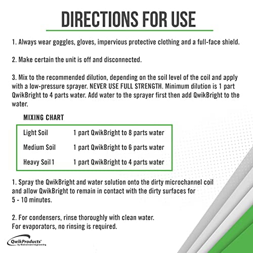QwikBright Coil Cleaner and Protectant Concentrate for AC Unit and ...