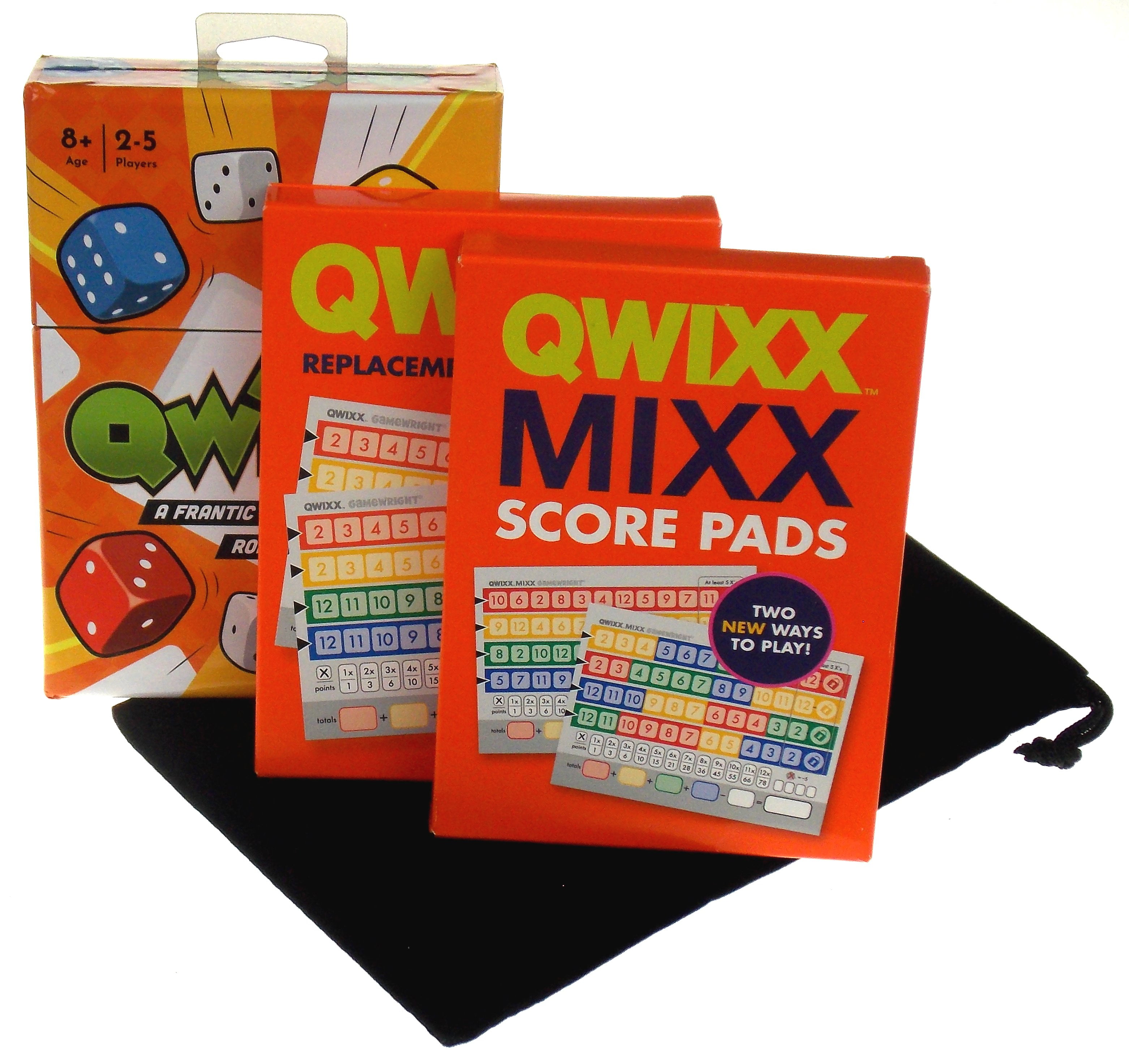 Qwixx Game, Score Pads & Mixx Bundle With Hickoryville Storage Bag ...