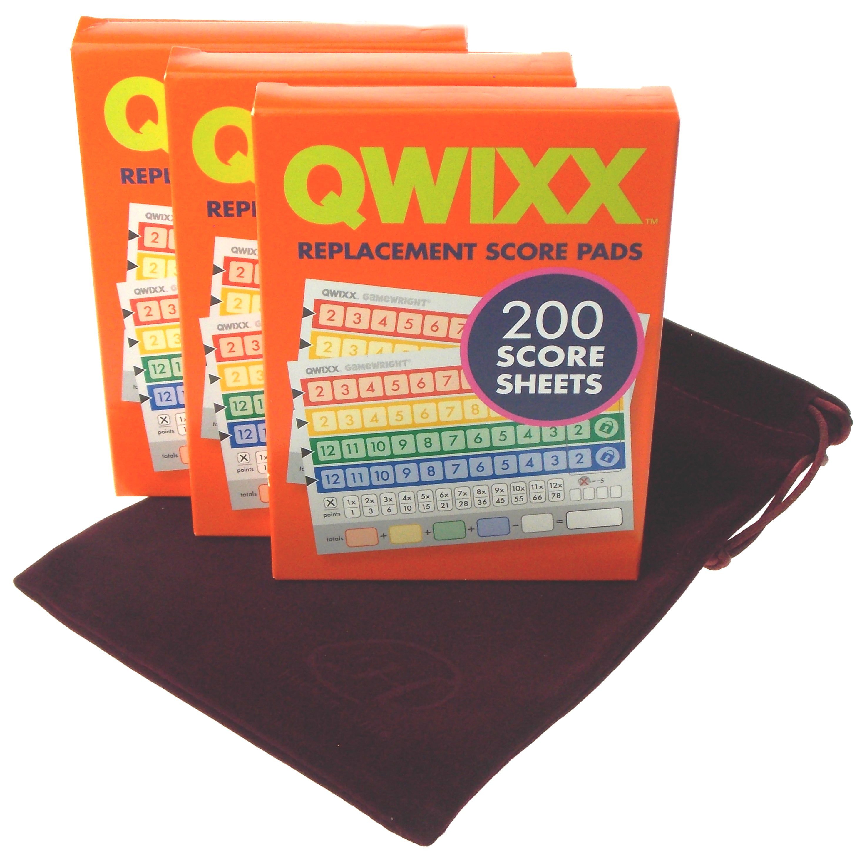Qwixx Original 3 Replacement Score Pad Boxes Bundle - 600 Score Sheets ...