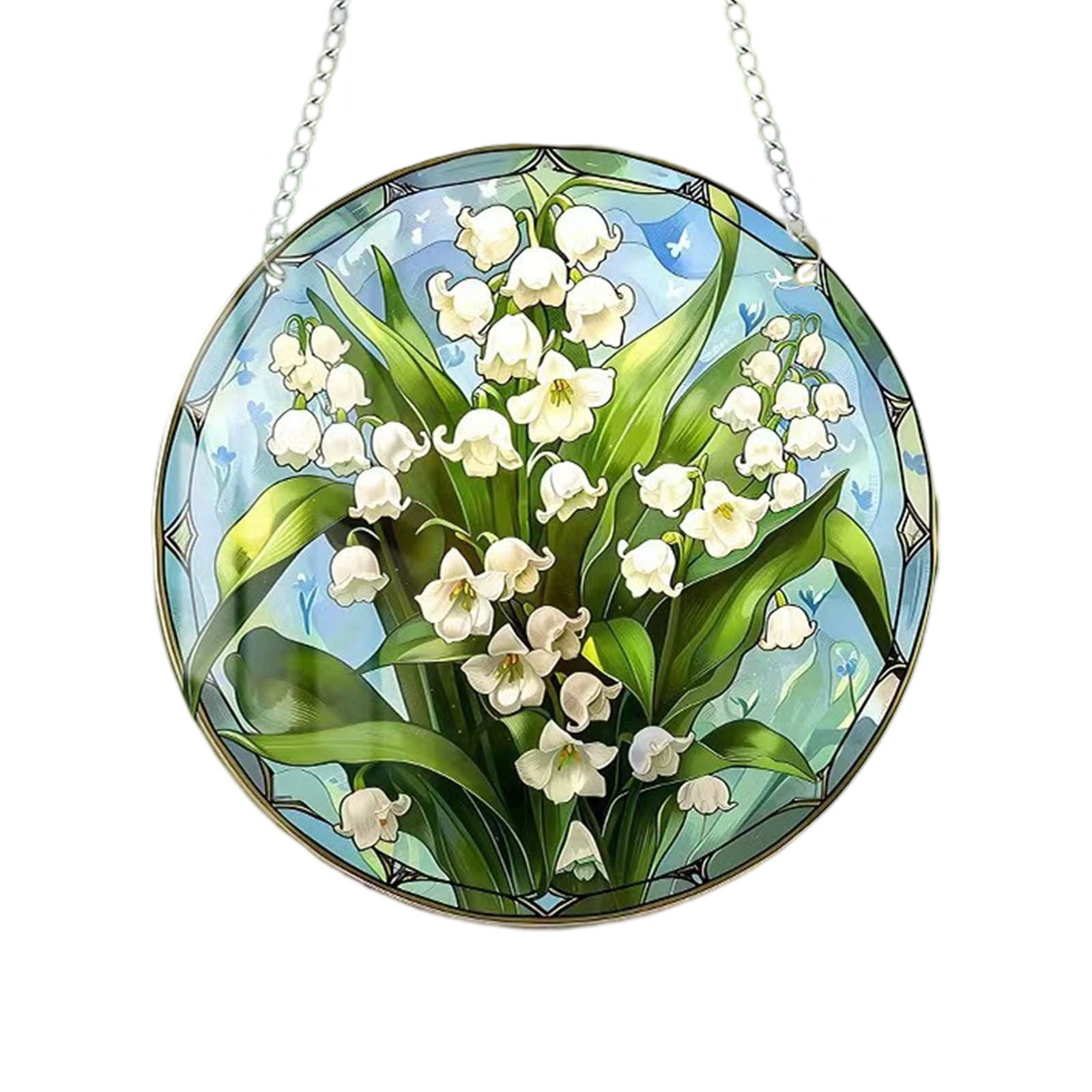 Qwtwty Car Pendant Decoration Colored Glass Style Flower Girl Style ...