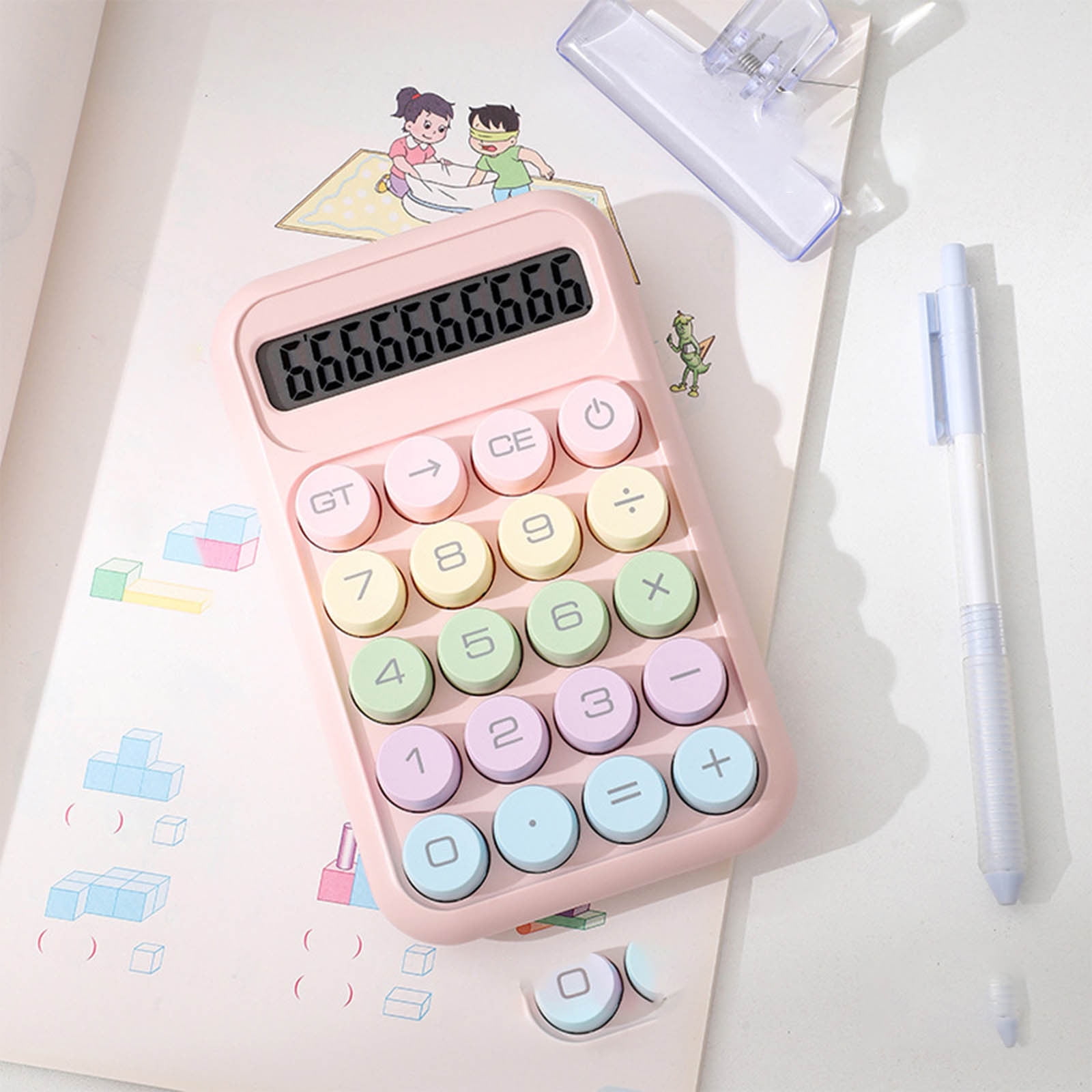 Qwtwty Desk Calculator Basic Standard Calculators Mini Digital Desktop ...