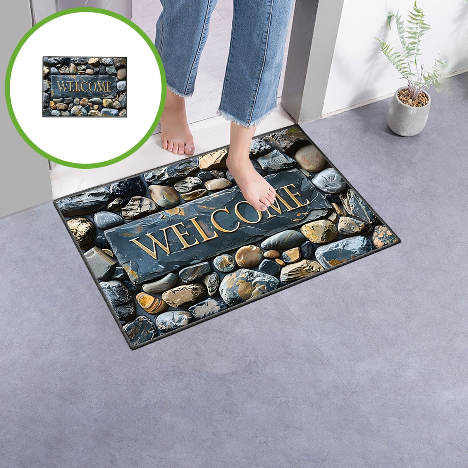 Qwtwty Floor Mats Simulation Vision Entrance Door Mat Bathroom Door Mat ...