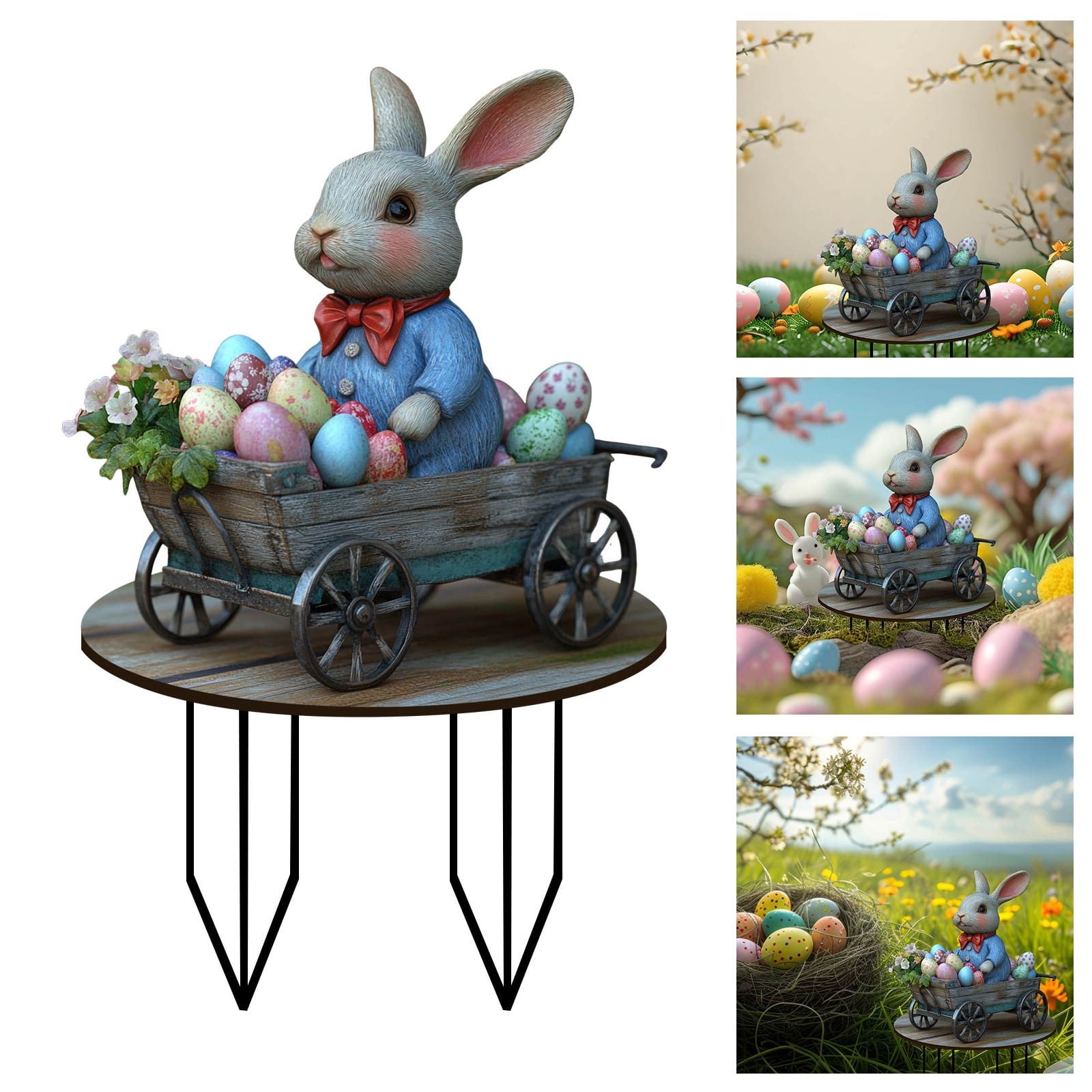 Qwtwty Garden Decoration Ground Plug Easter Colored Eggs And Bunnies ...