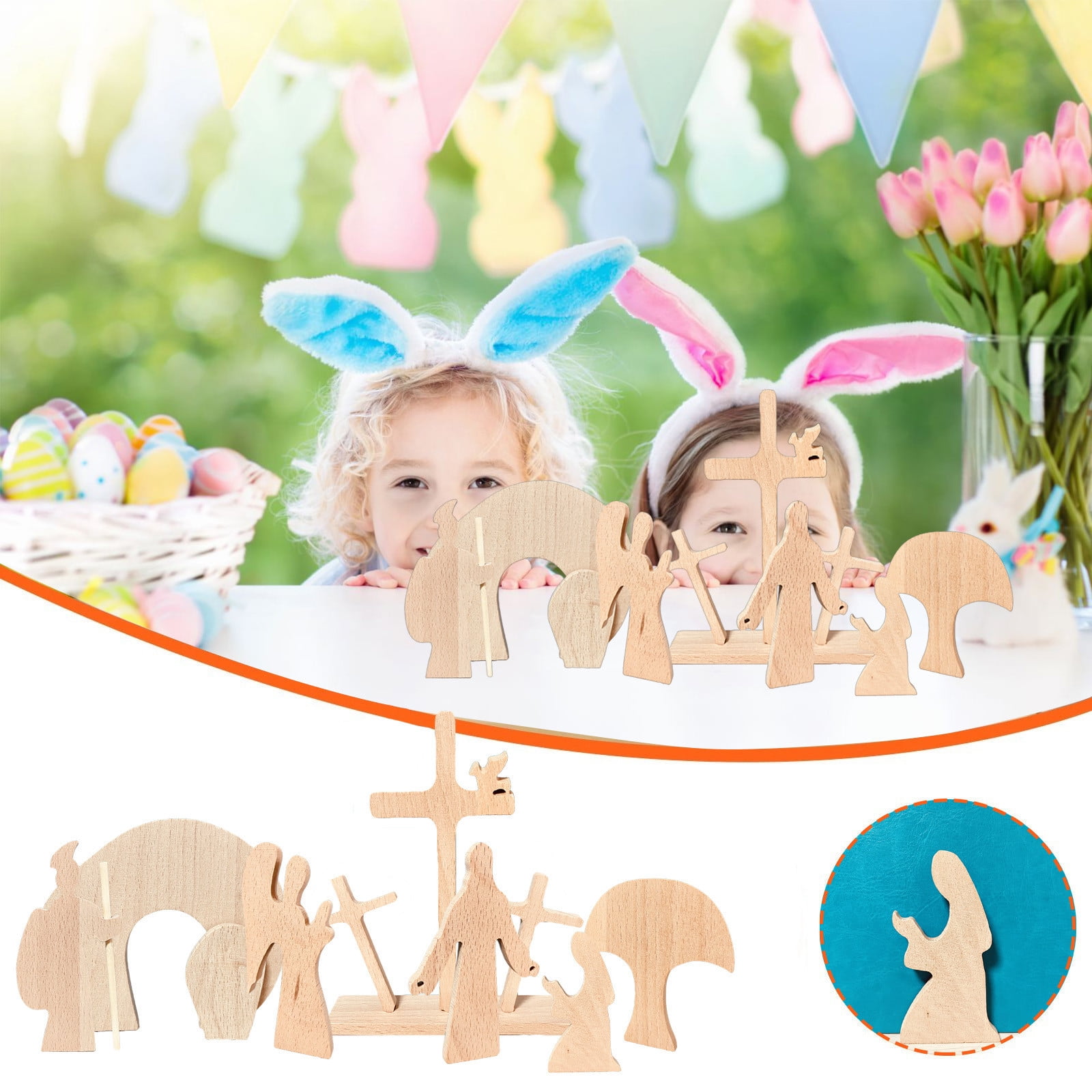 Qwtwty Happy Birthday Decorations Easter Scene Wooden Decoration Easter ...