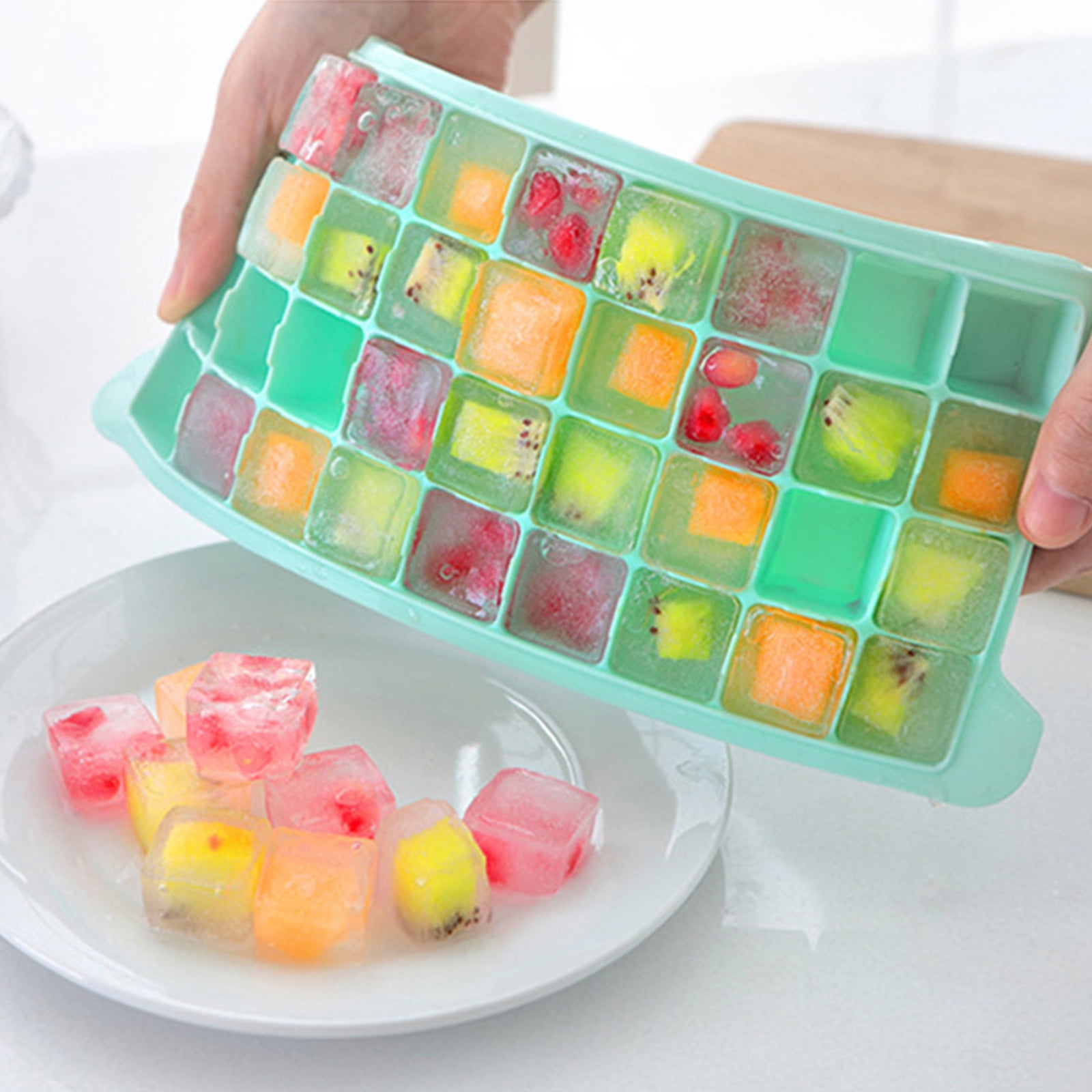 Qwtwty Ice Compartment Ice-Tray,Easy-Release And Flexible 24-Ice Trays ...