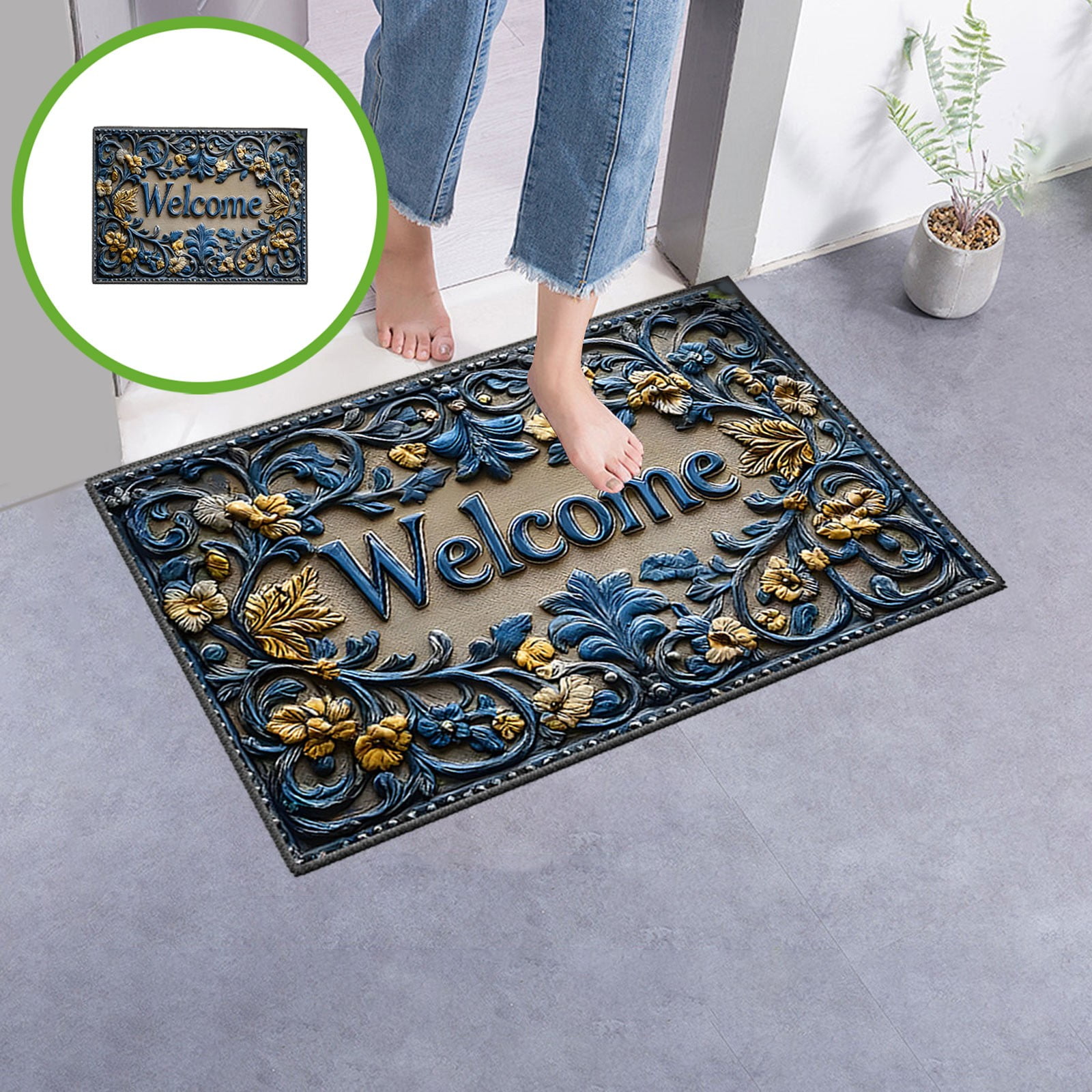 Qwtwty Kitchen Mats for Floor Simulation Vision Entrance Door Mat ...