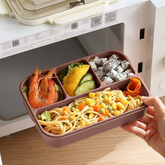 Qwtwty Lunch Box Set Four Compartment Lunch Box Student Lunch Box ...