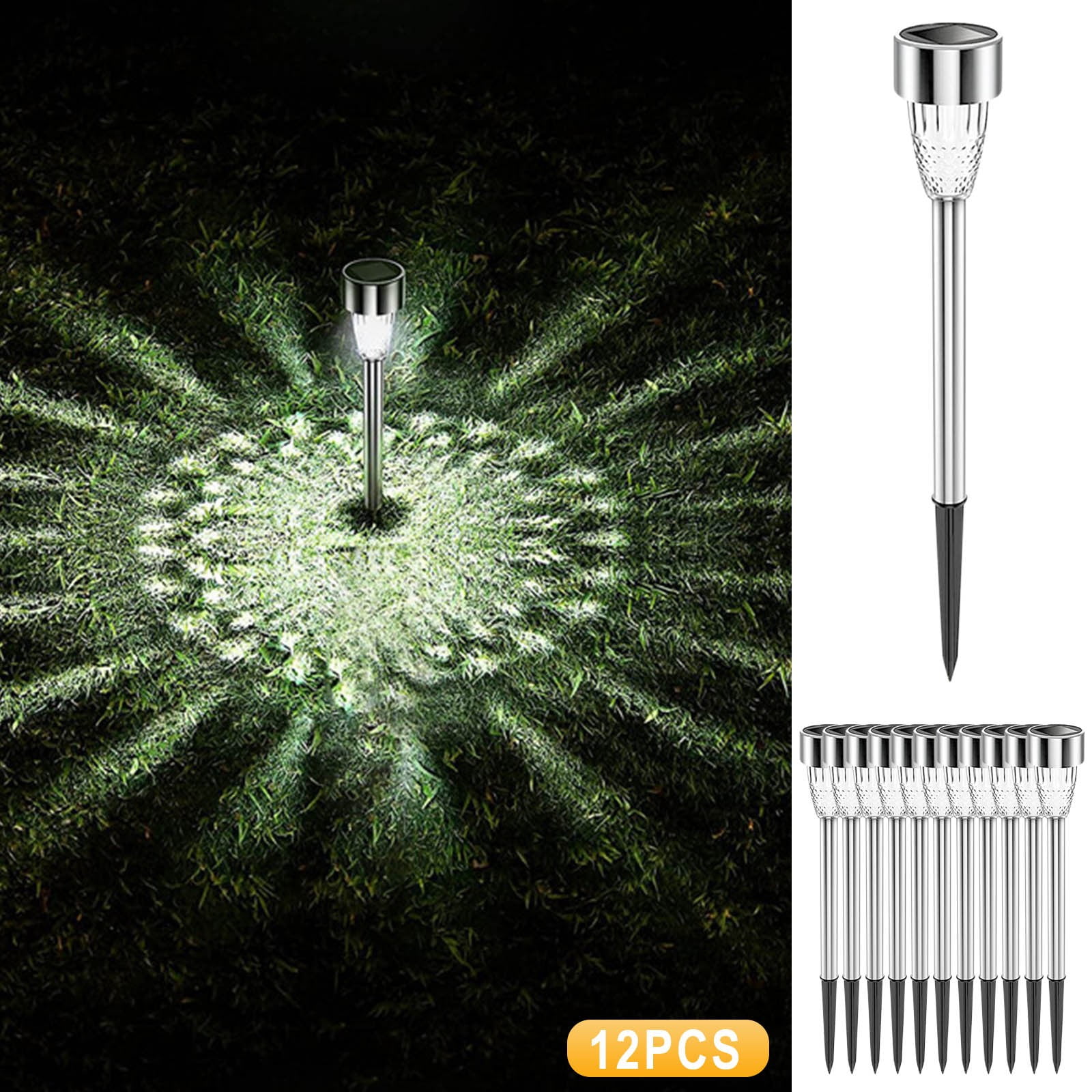 Qwtwty Night Light Solar Lights Outdoor, Stainless Steel LED Lighting ...