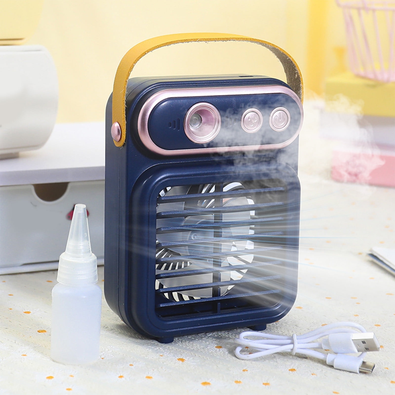 Qwtwty Pedestal Fan Portable Retro Spray Mini Fan Silent UBS Charging ...