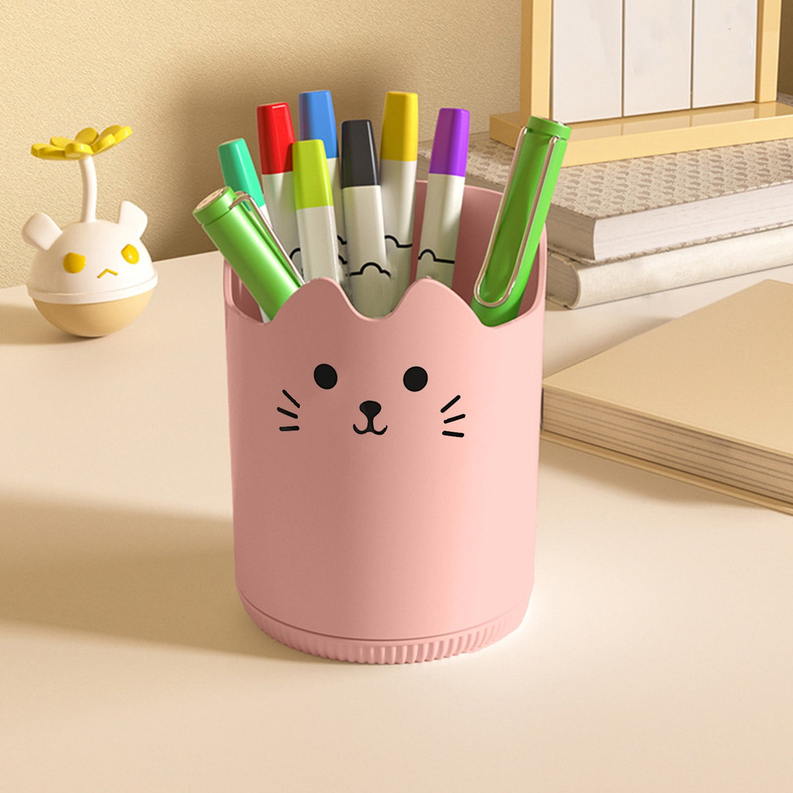 Qwtwty Pen Cup Multi Functional Desktop Pen Rack Pattern High ...