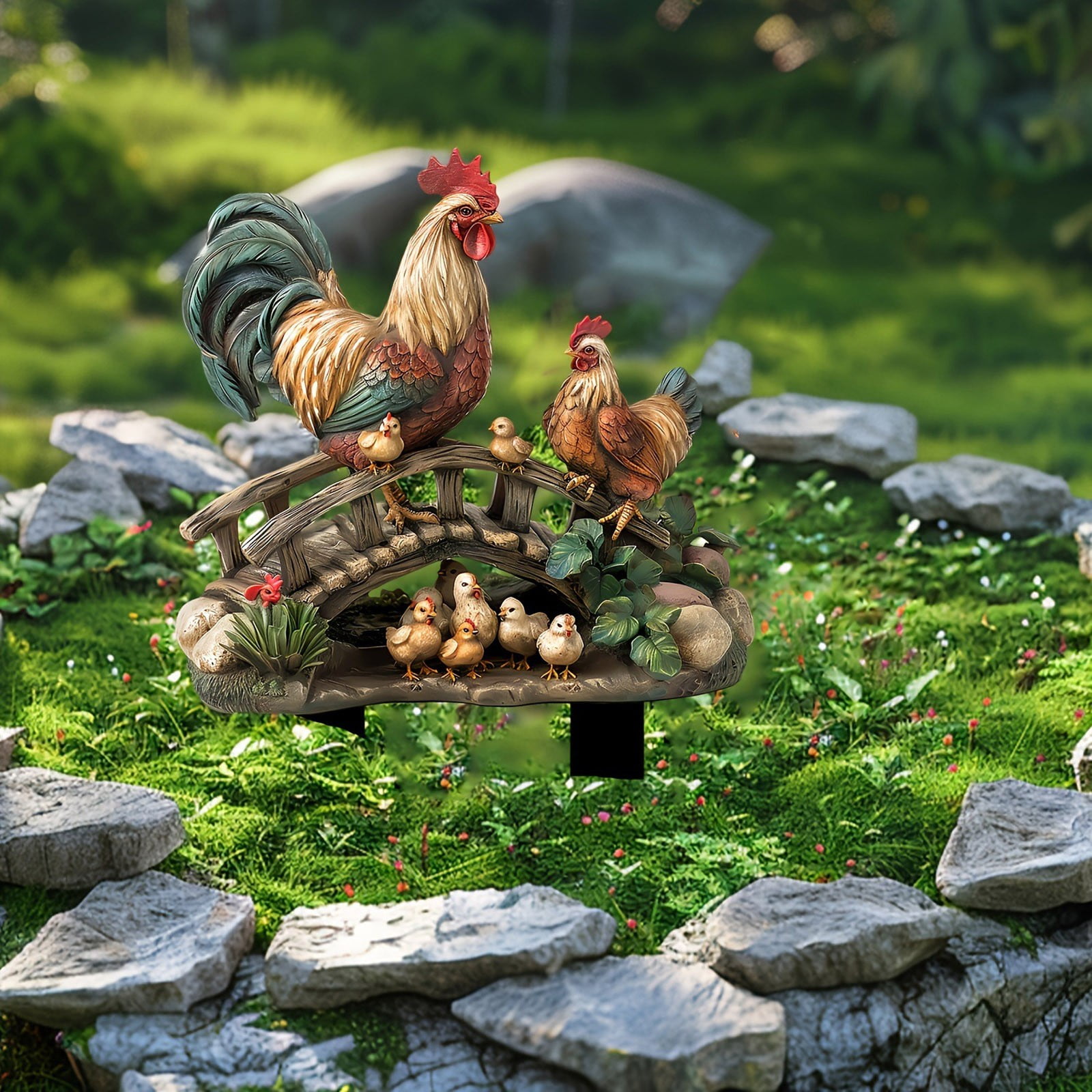 Qwtwty Plants Decorative Floor Plugs Rooster Chick Family 2D Acrylic ...