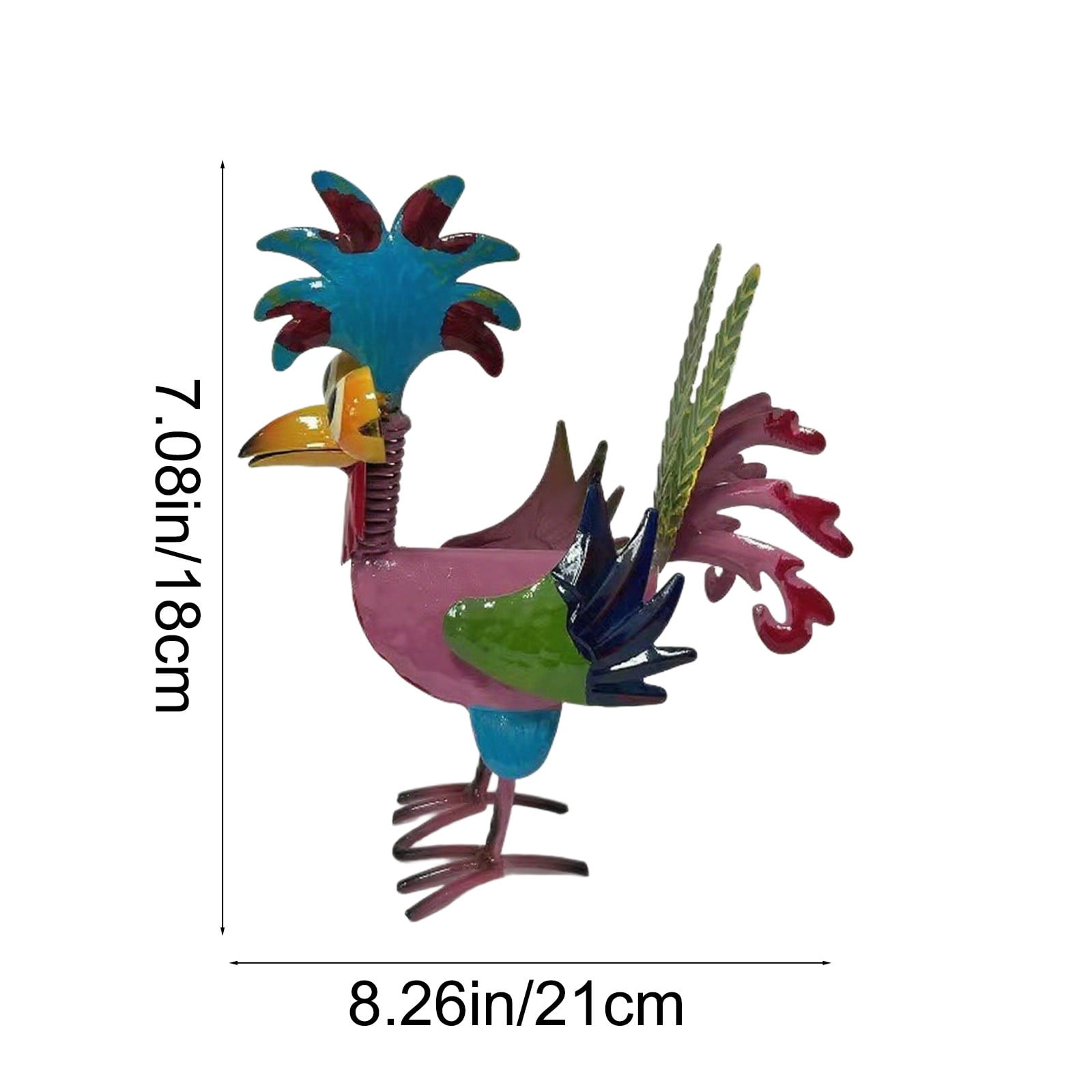 Qwtwty Room Decor Colorful Metal Rooster Garden Statue Wrought Iron ...