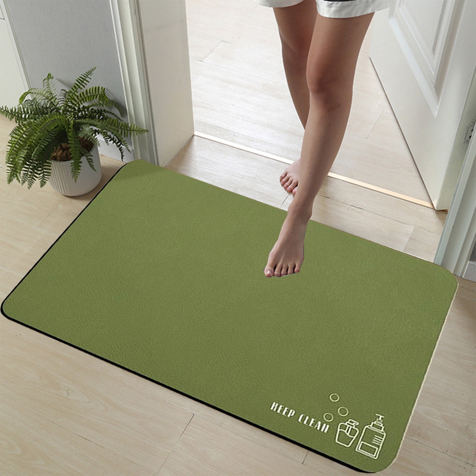 Qwtwty Shower Mat Water-absorbing And-drying Bathroom Diatom Mud Floor ...