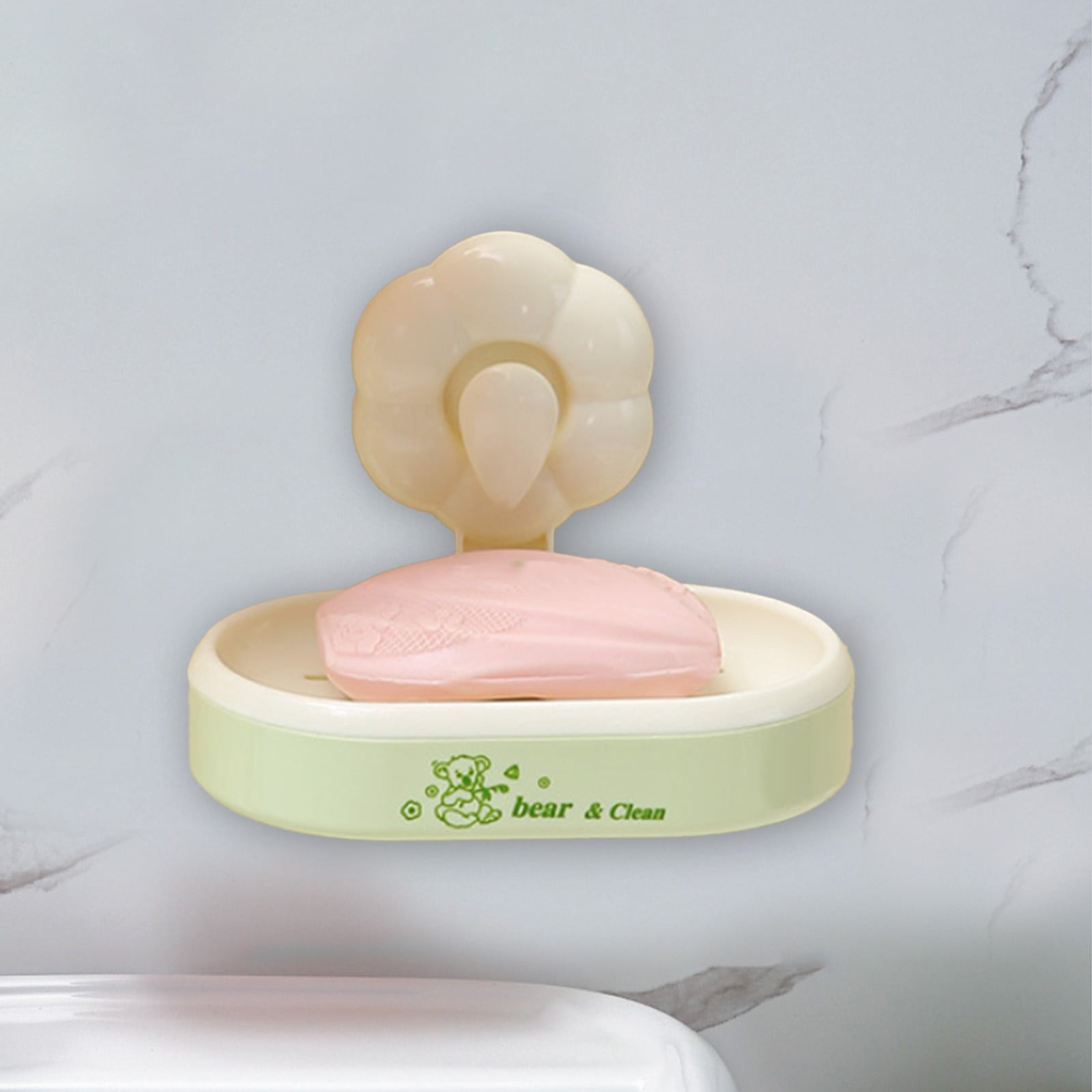 Qwtwty Soap Container Flower Suction Cup Type Non Perforated Soap Rack ...