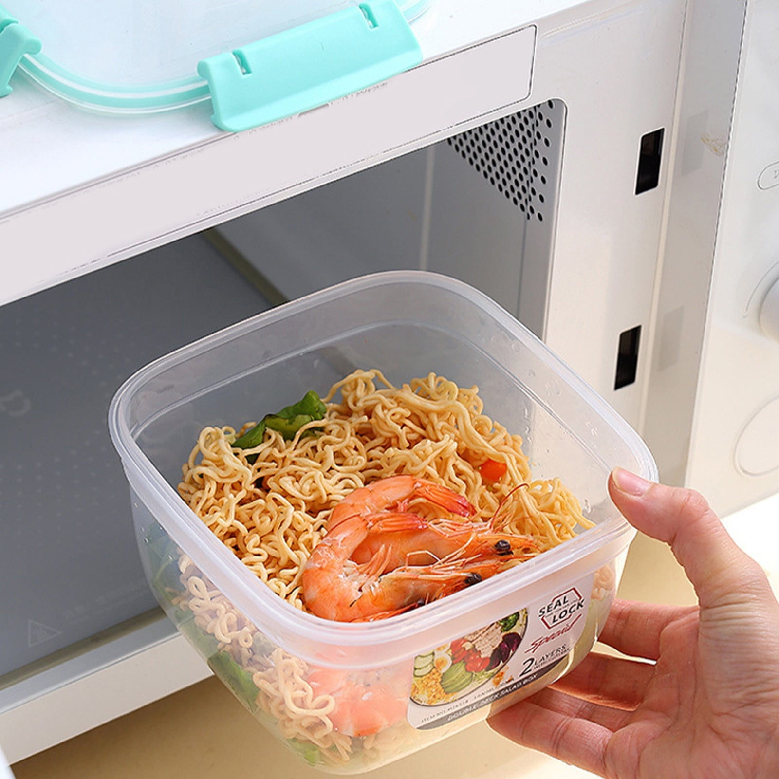 Qwtwty Stainless Steel Lunch Box Double Layered Fruit Salad Box ...