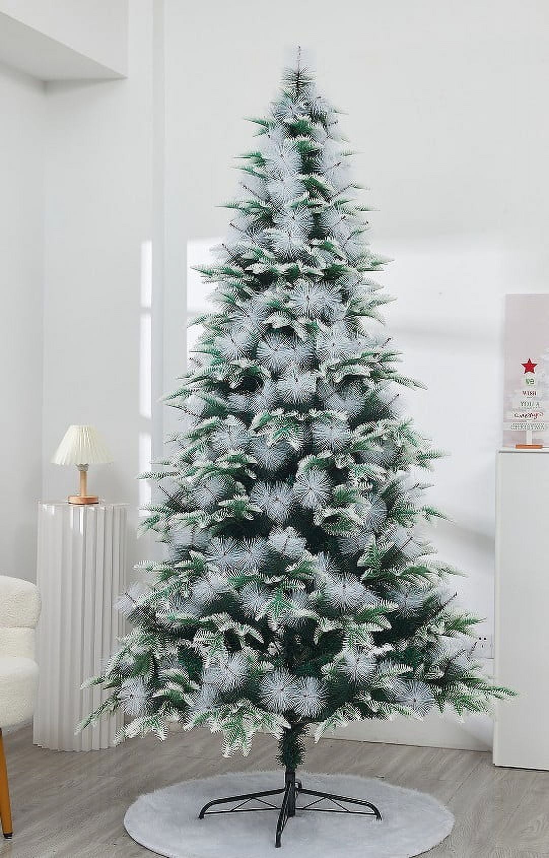 Qwtwty Tabletop Xmas Tree Snow Flocked Christmas Tree Premium Hinged ...