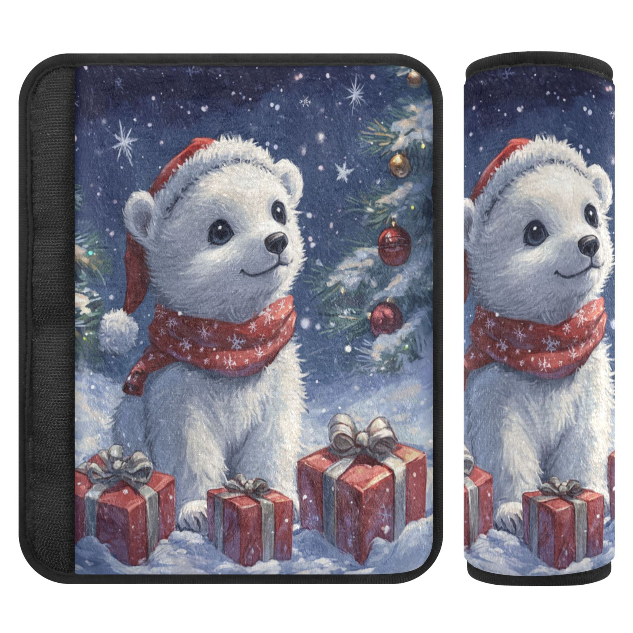 Qxltty A Cute White Polar Bear Car Seat Strap Pads are Soft and Snug ...