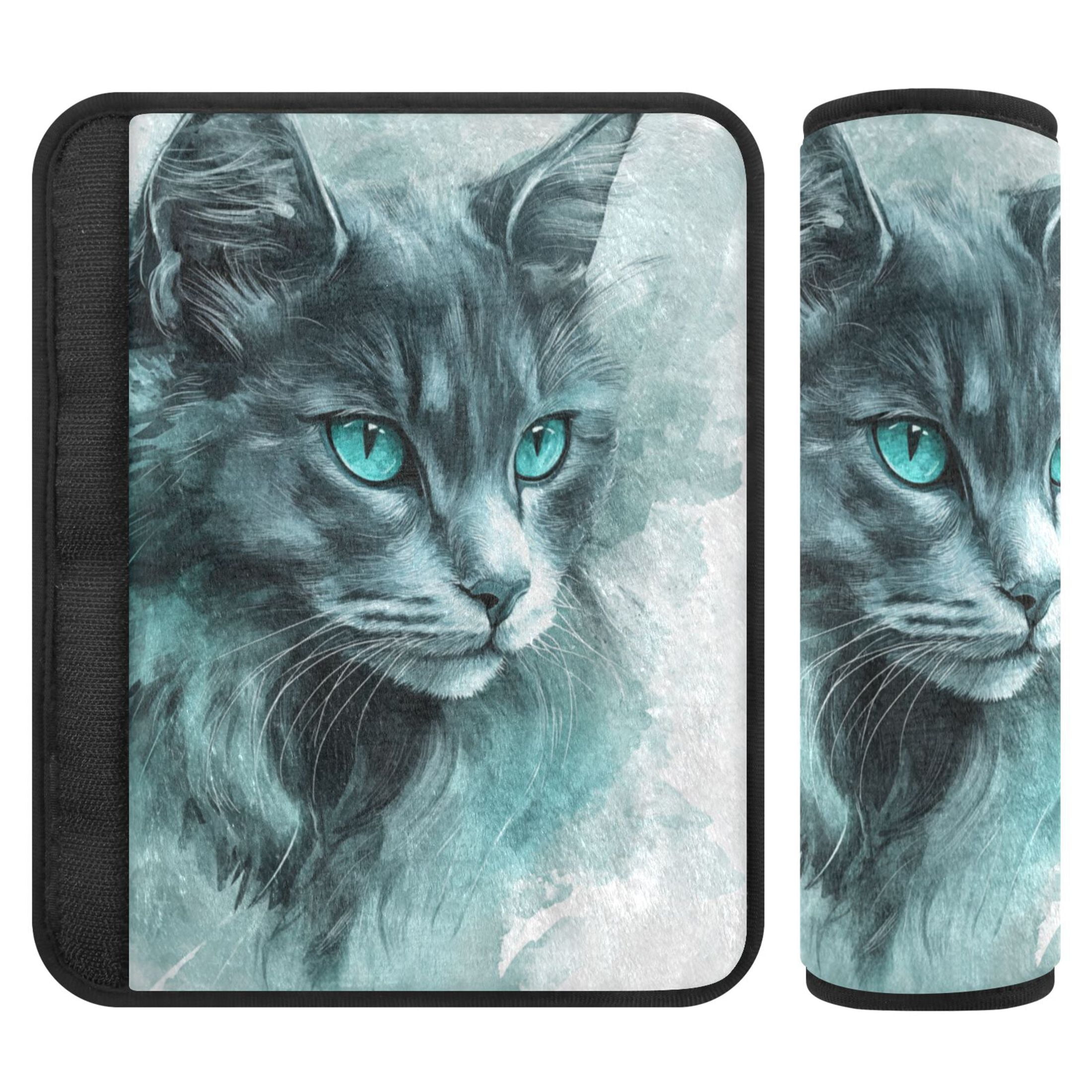 Qxltty A Grey Cool Cat Car Seat Strap Pads are Soft and Snug Fitting ...