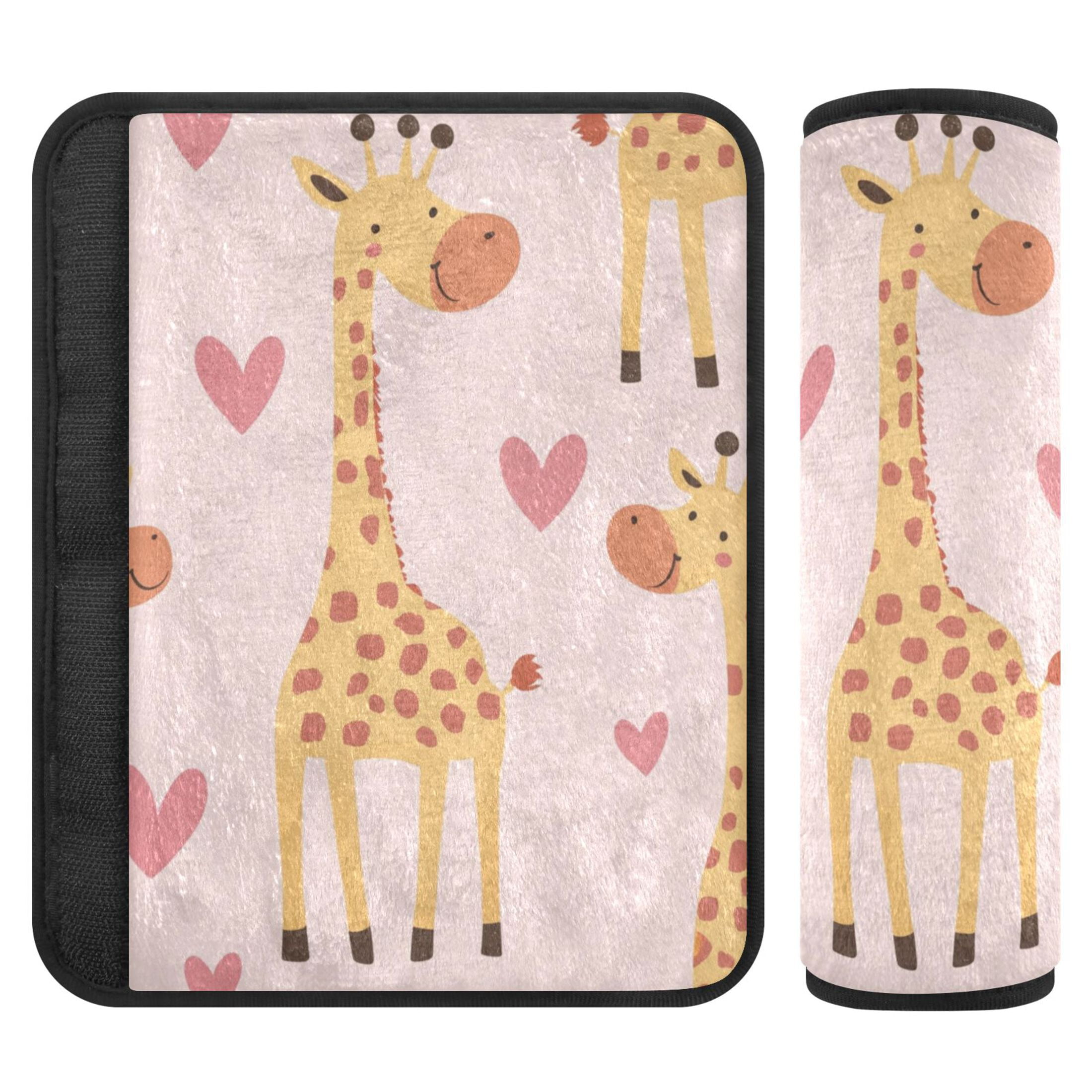 Qxltty Adorable Cartoon Giraffes Heart Pattern Car Seat Strap Pads are ...
