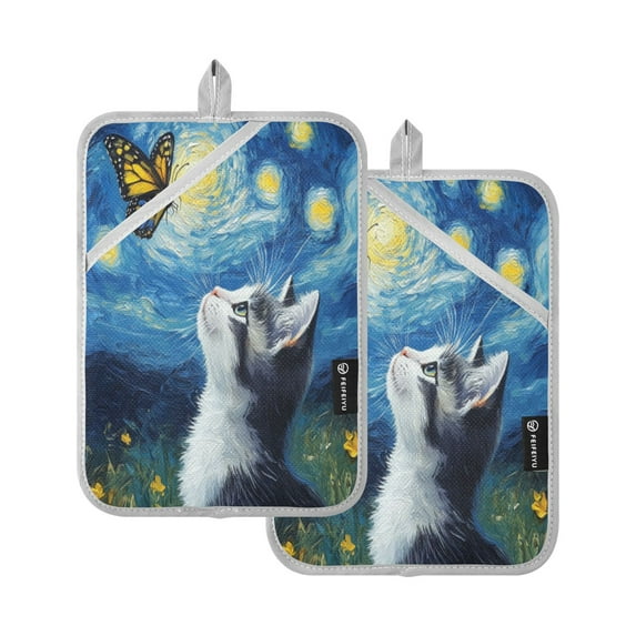 Qxltty American Shorthair Cat Oven Mitts 2-Pack Heat Resistant Quilted ...