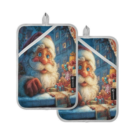 Qxltty Anime Santa Claus Oven Mitts 2-Pack Heat Resistant Quilted Oven ...