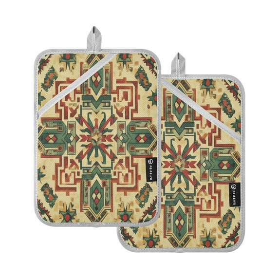 Qxltty Aztec Patterns Oven Mitts 2-Pack Heat Resistant Quilted Oven ...